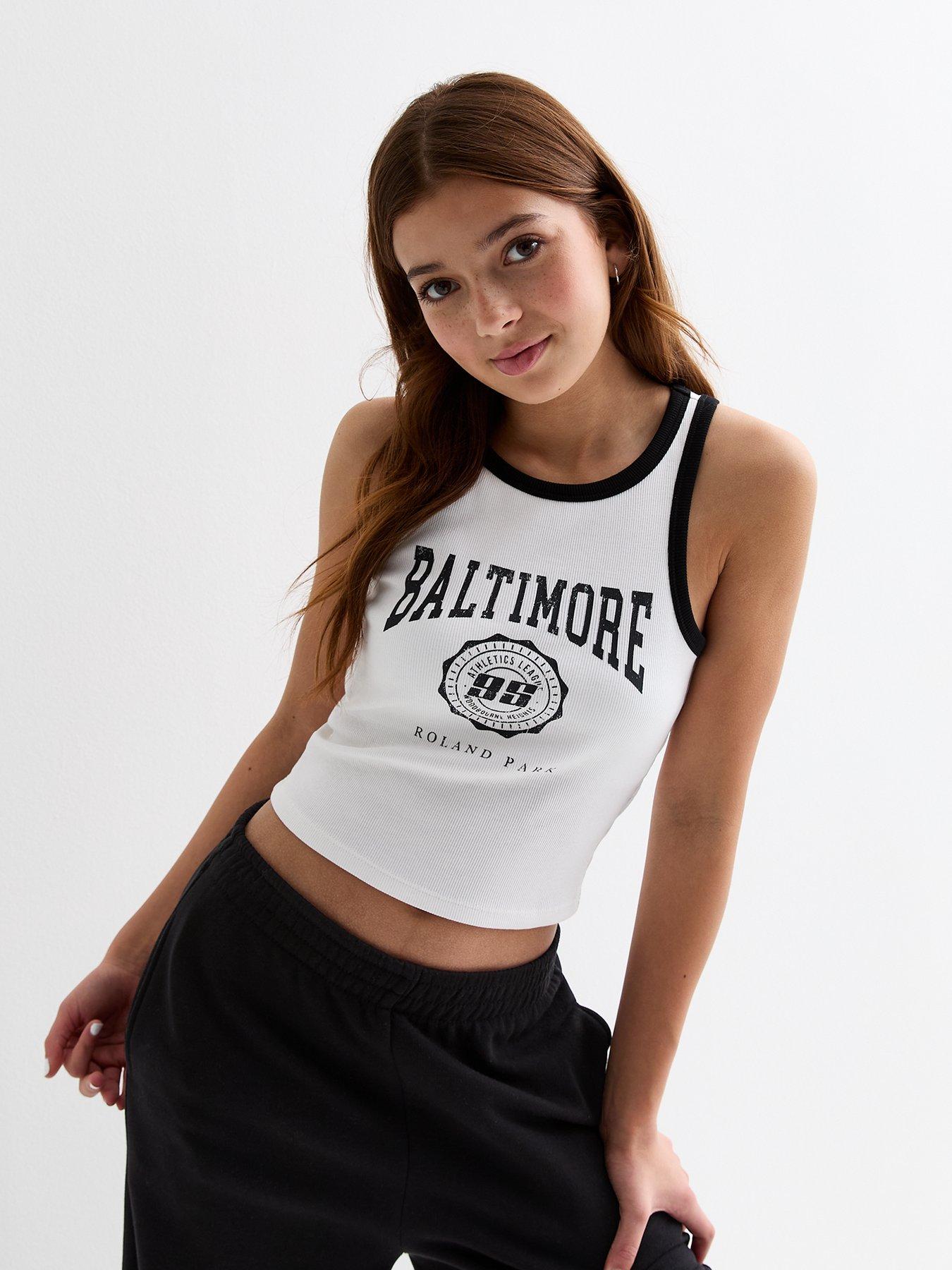 New Look 915 Girls White Baltimore Logo Racer Vest | Very.co.uk