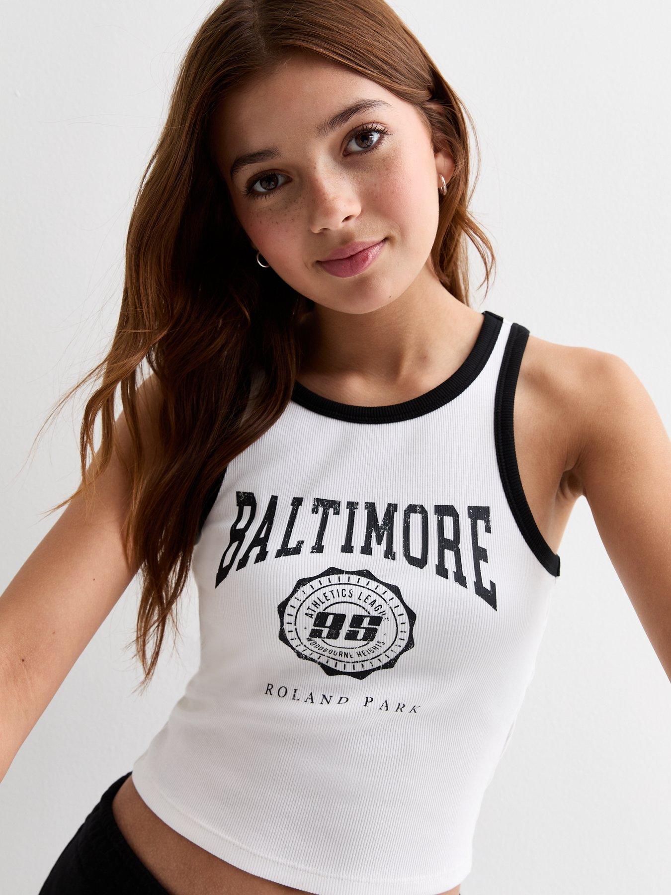 New Look 915 Girls White Baltimore Logo Racer Vest | Very.co.uk