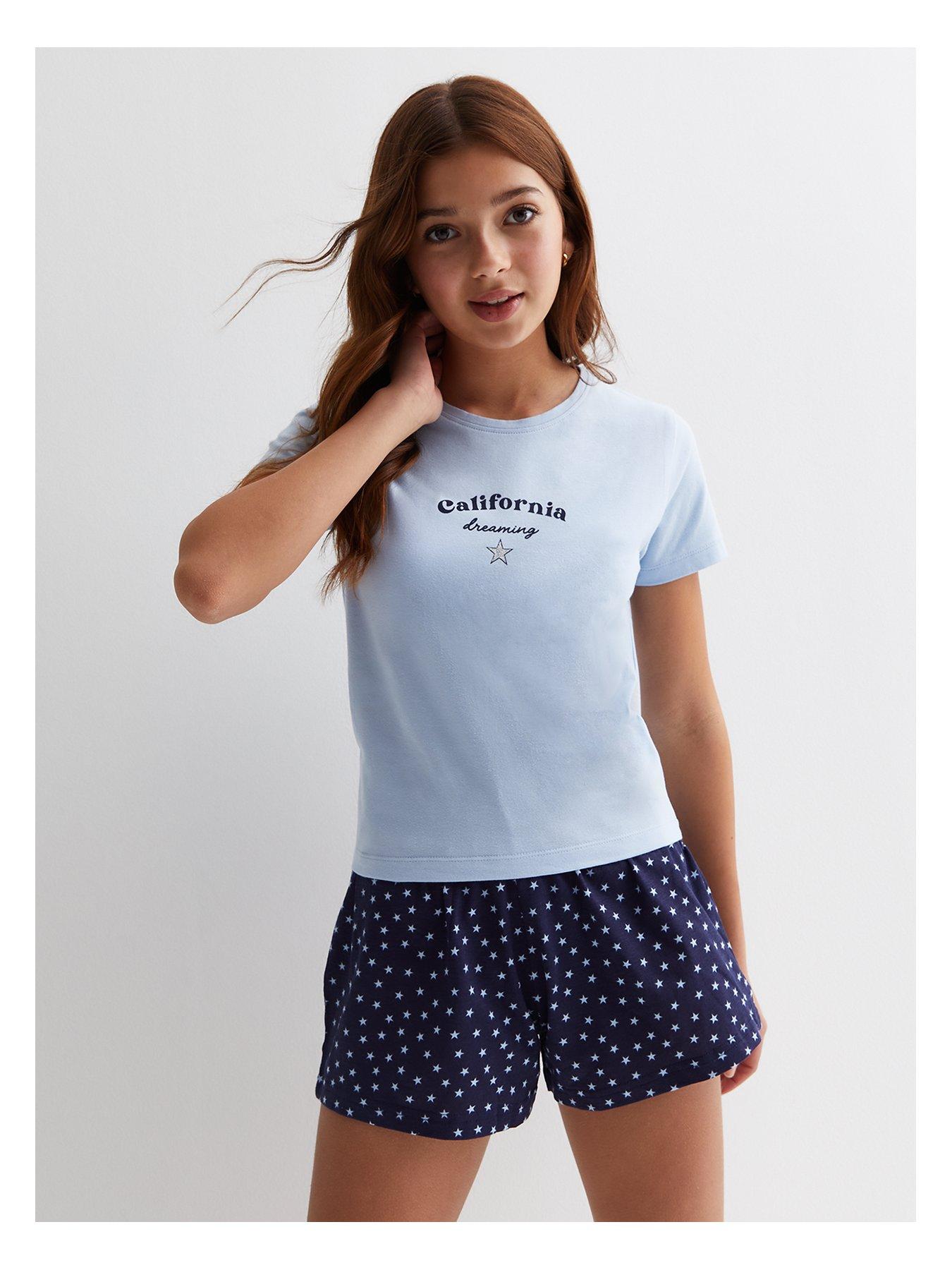 New Look 915 Girls Pale Blue Short Pyjama Set with California Dreaming ...
