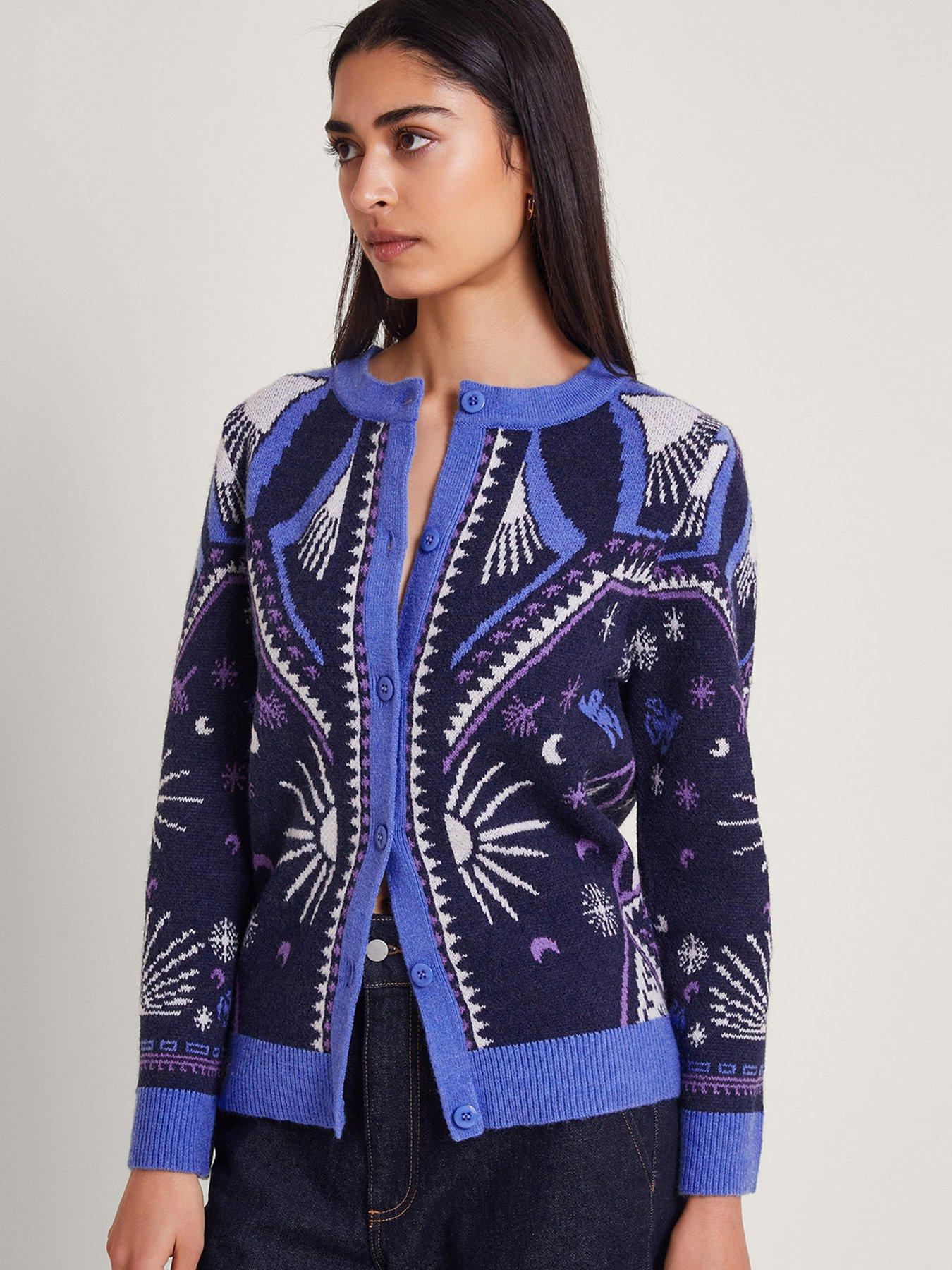 Monsoon Elsie Print Cardigan Blue | Very