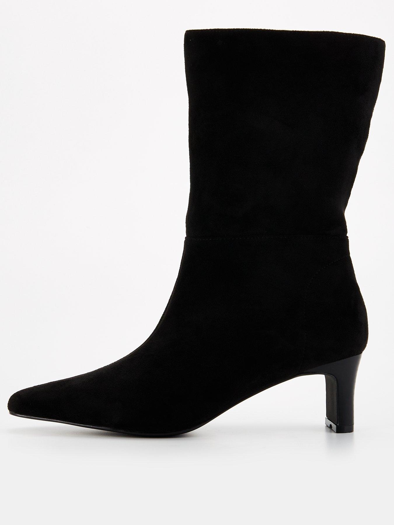V by Very Chiselled Toe Straight Leg Calf Boot - Black | Very