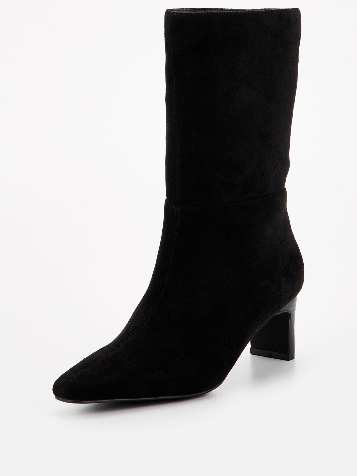 V by Very Chiselled Toe Straight Leg Calf Boot - Black | Very