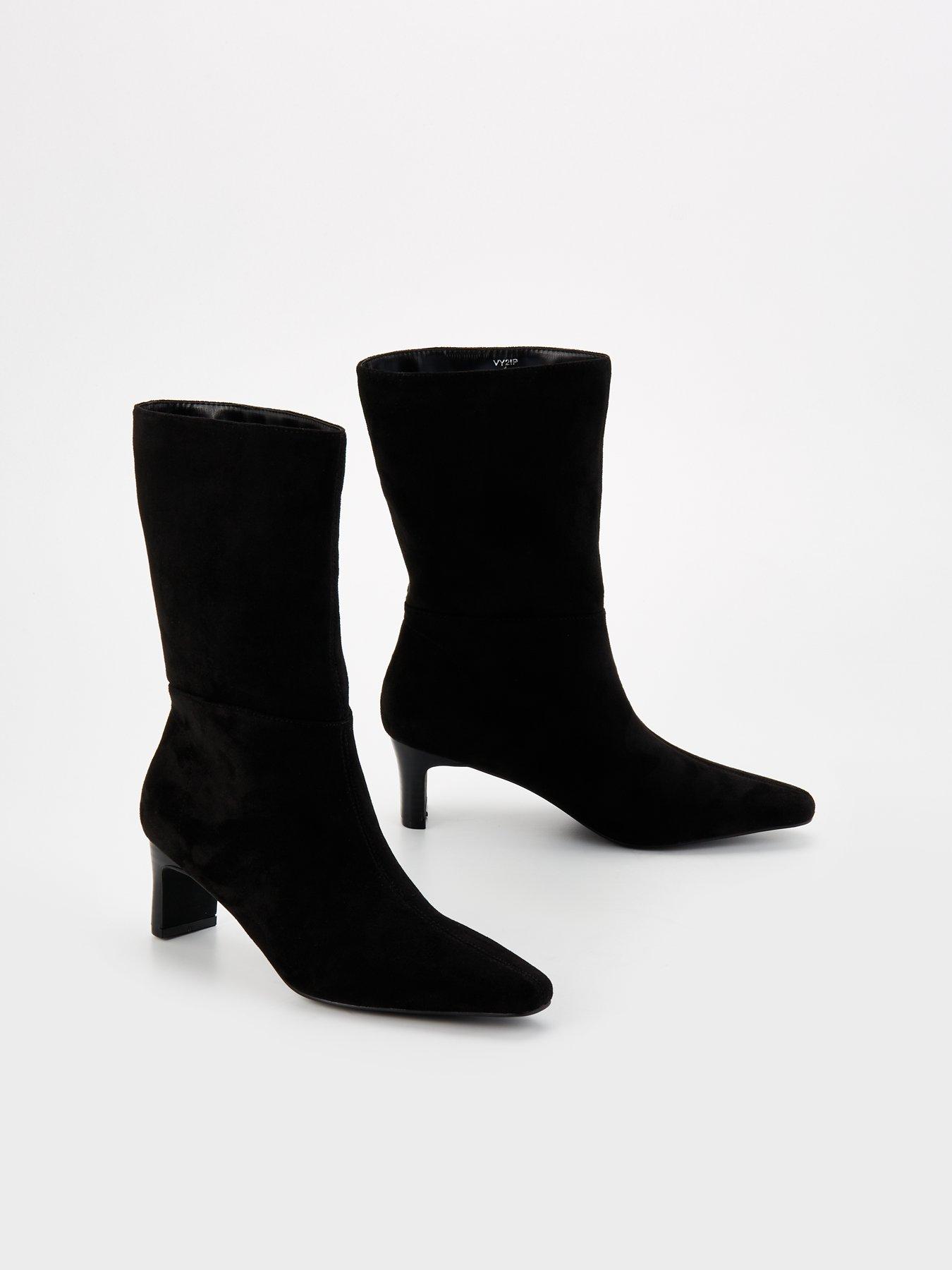 V by Very Chiselled Toe Straight Leg Calf Boot - Black | Very