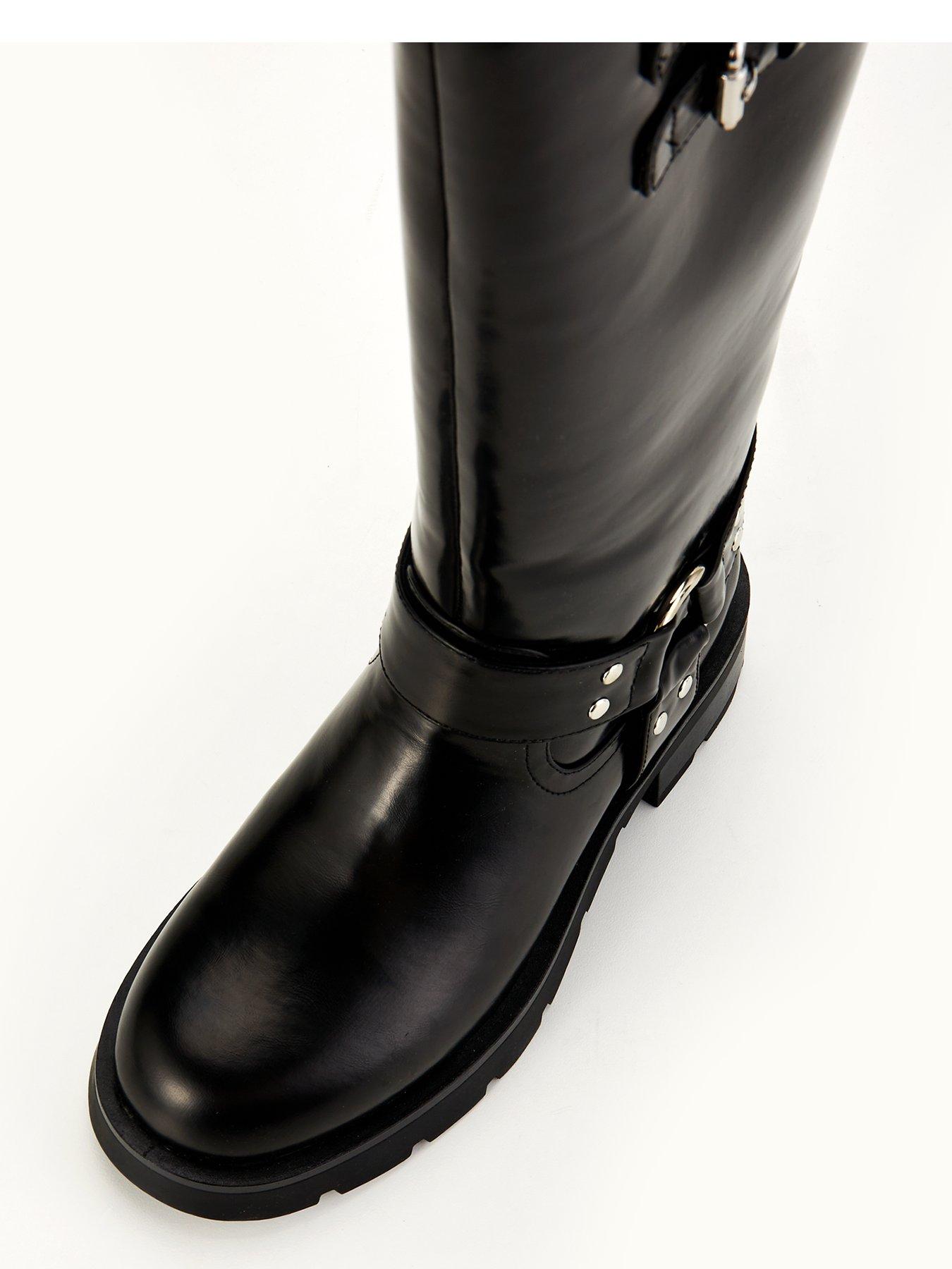 V by Very Knee High Biker Boot - Black | Very