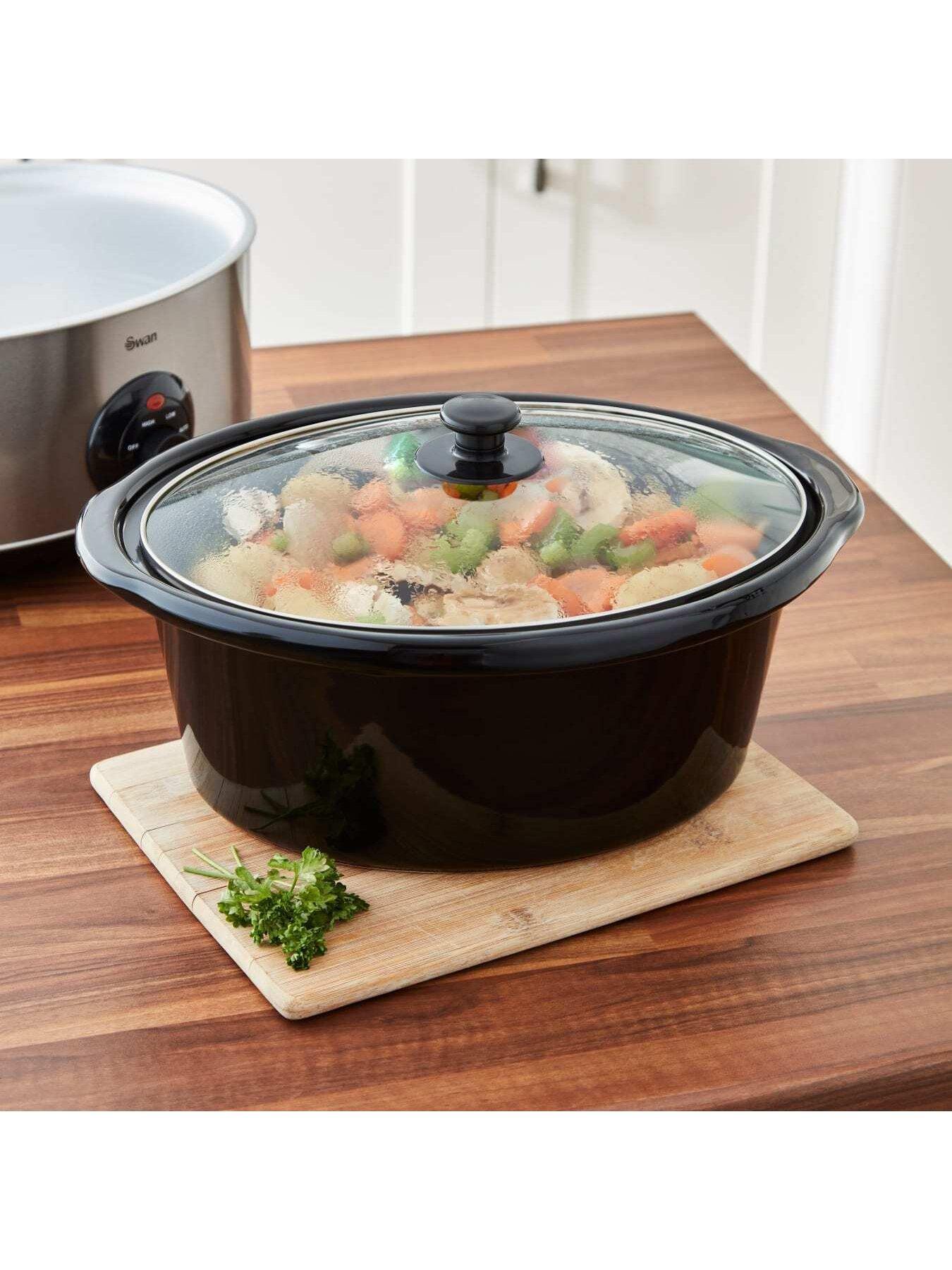 Swan SF17030N 6.5 Litre Slow Cooker with 3 Heat Settings, Glass Lid ...