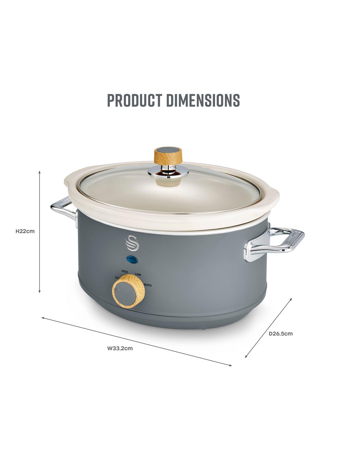 Swan SF17021GRYN Retro Slow Cooker with 3 Temperature Settings, Keep ...
