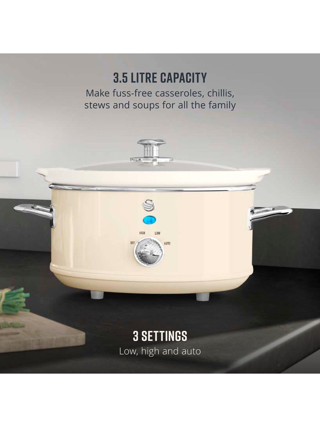 Swan SF17021CN Retro Slow Cooker with 3 Temperature Settings, Keep Warm ...