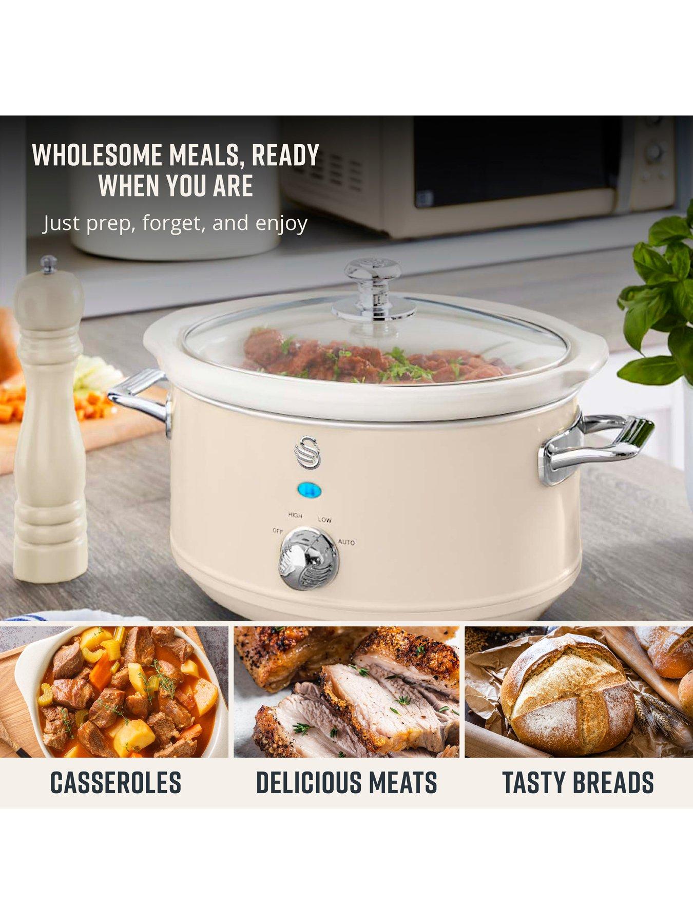 Swan SF17021CN Retro Slow Cooker with 3 Temperature Settings, Keep Warm ...