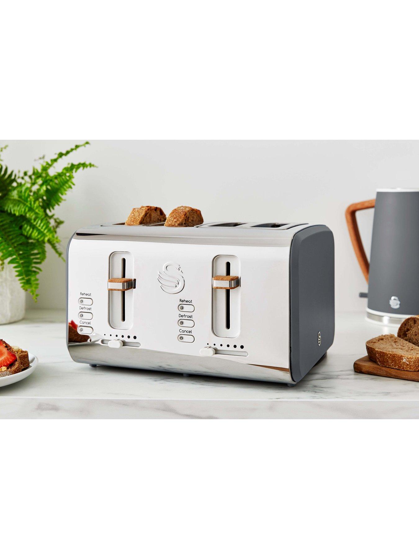 Swan ST14620GRYN Nordic 4-Slice Toaster with Defrost/Reheat/Cancel ...