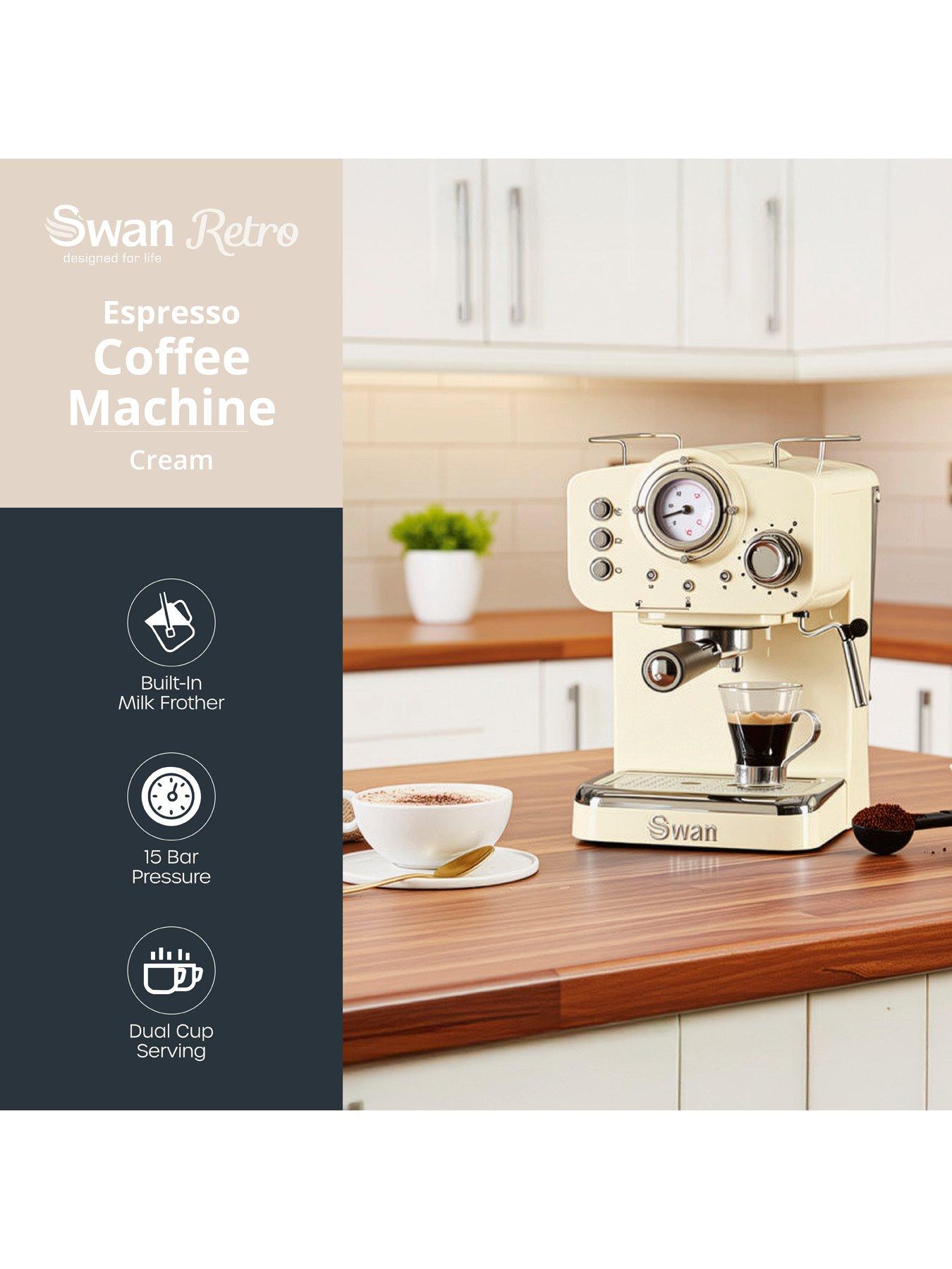 Swan SK22110CN Nordic Espresso Coffee Machine with Milk Frother, Steam ...