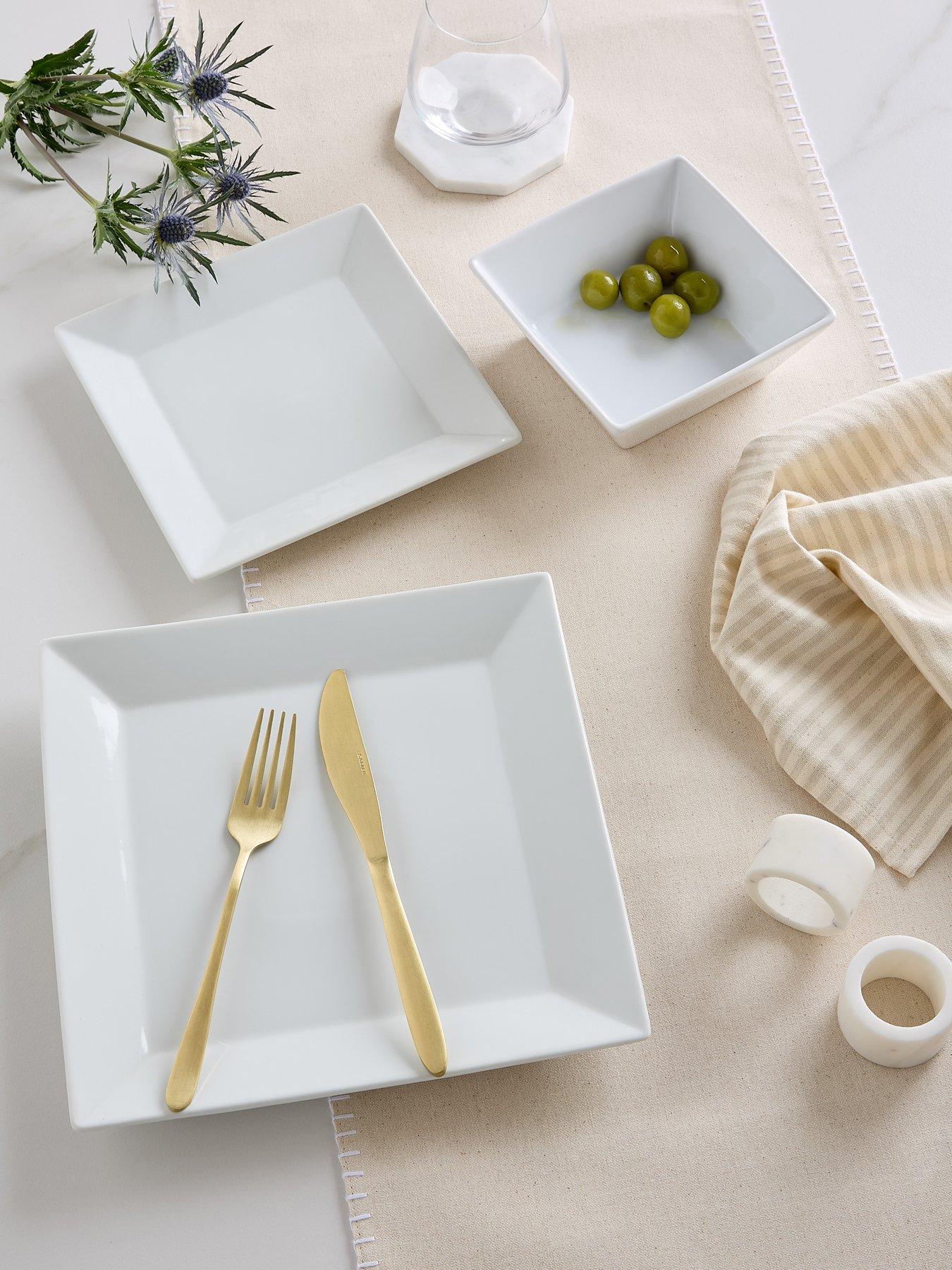 WATERSIDE Soho White 12-Piece Dinner Set | Very