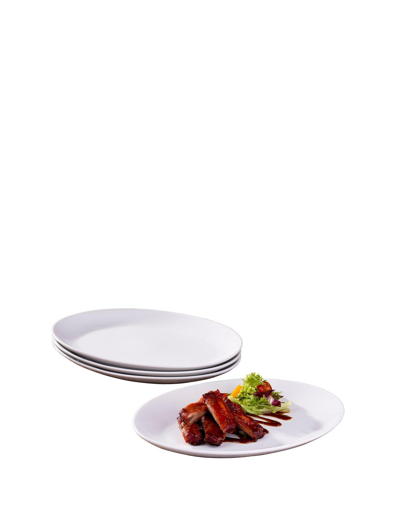 WATERSIDE Set of 4 Oval Steak Plates – 30 x 22.4 cm | very.co.uk
