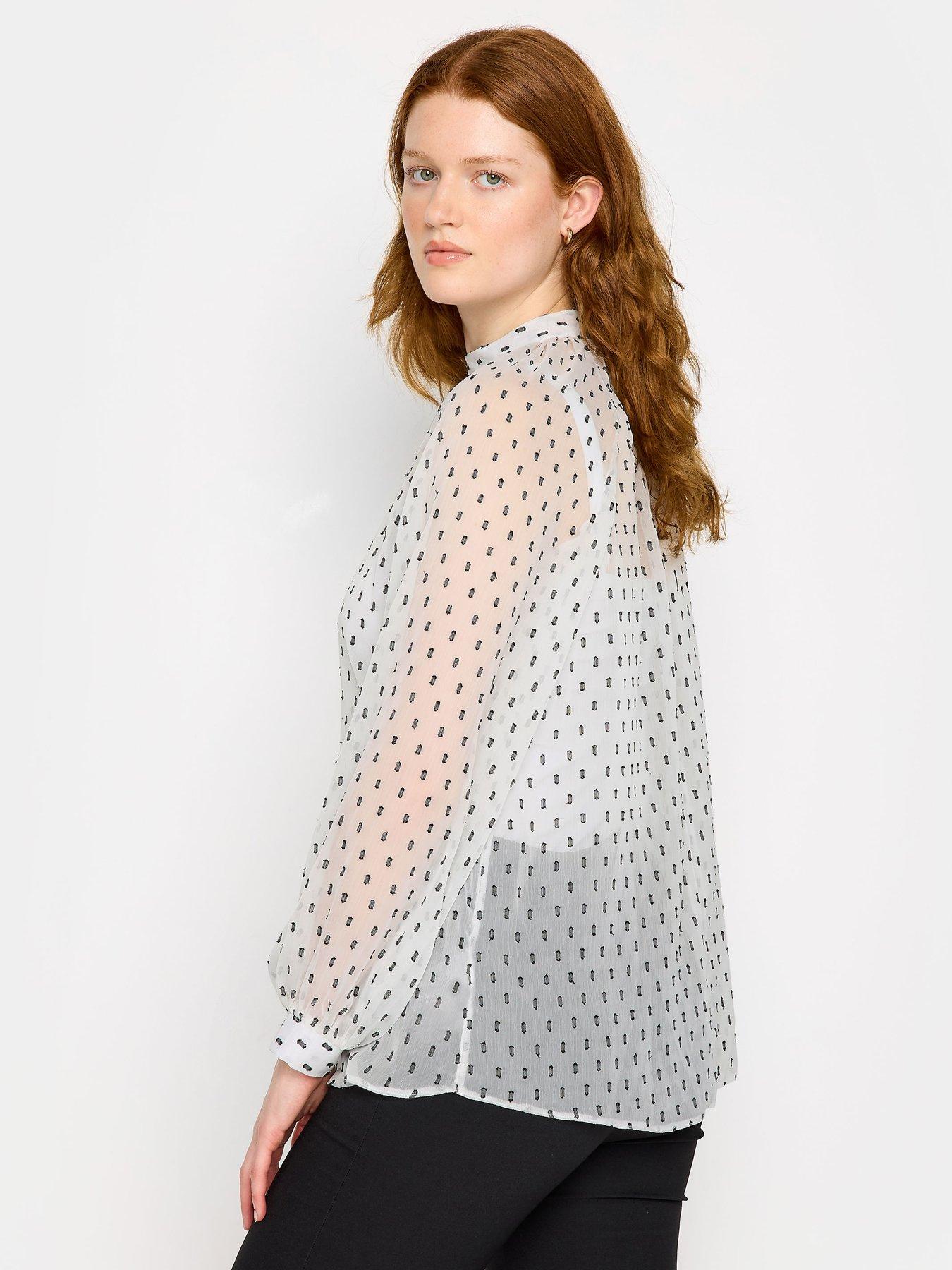 Long Tall Sally Tall Dobby High Neck Blouse - White | Very