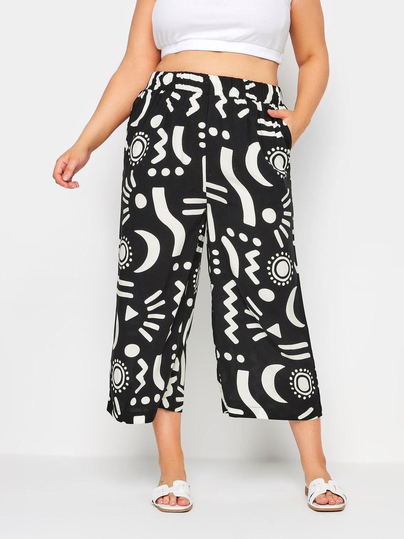 Yours Curve Epp Woven Crop Fun Markings - Black | Very