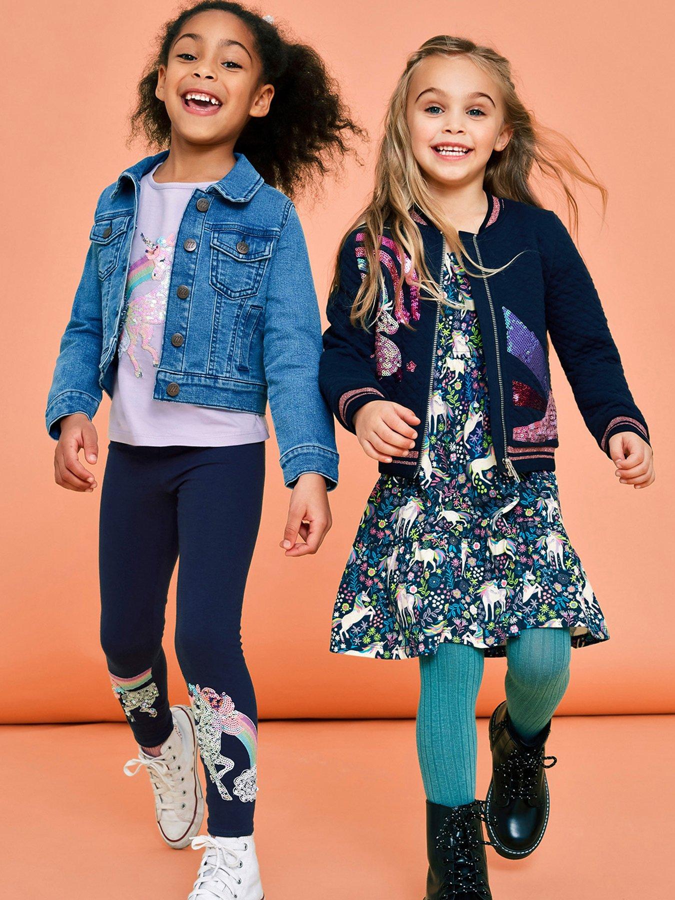 Monsoon Girls Unicorn Print Dress - Navy | very.co.uk