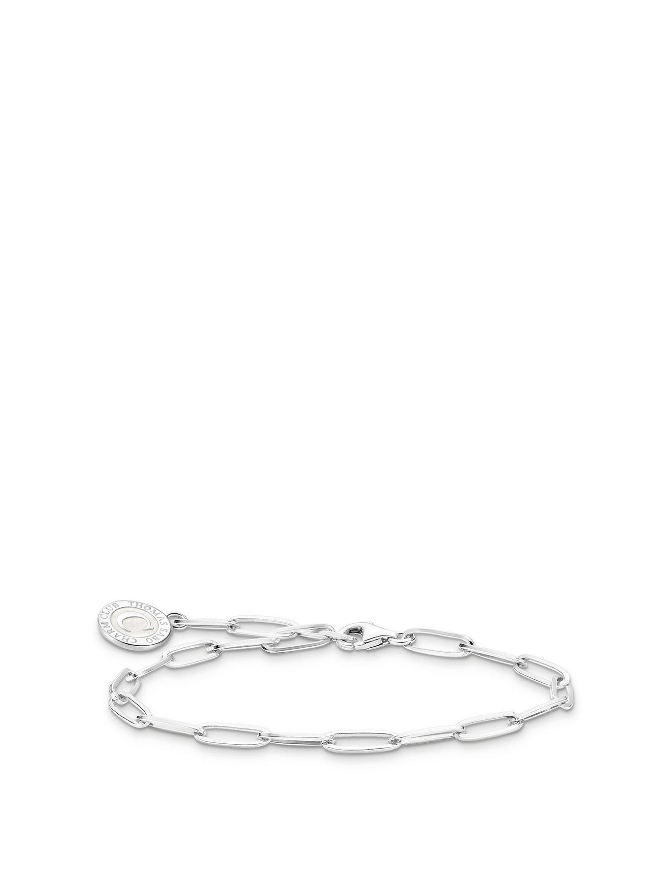 Thomas Sabo Charm Bracelet: Polished 925 silver, customizable on long anchor chain links, hand ...