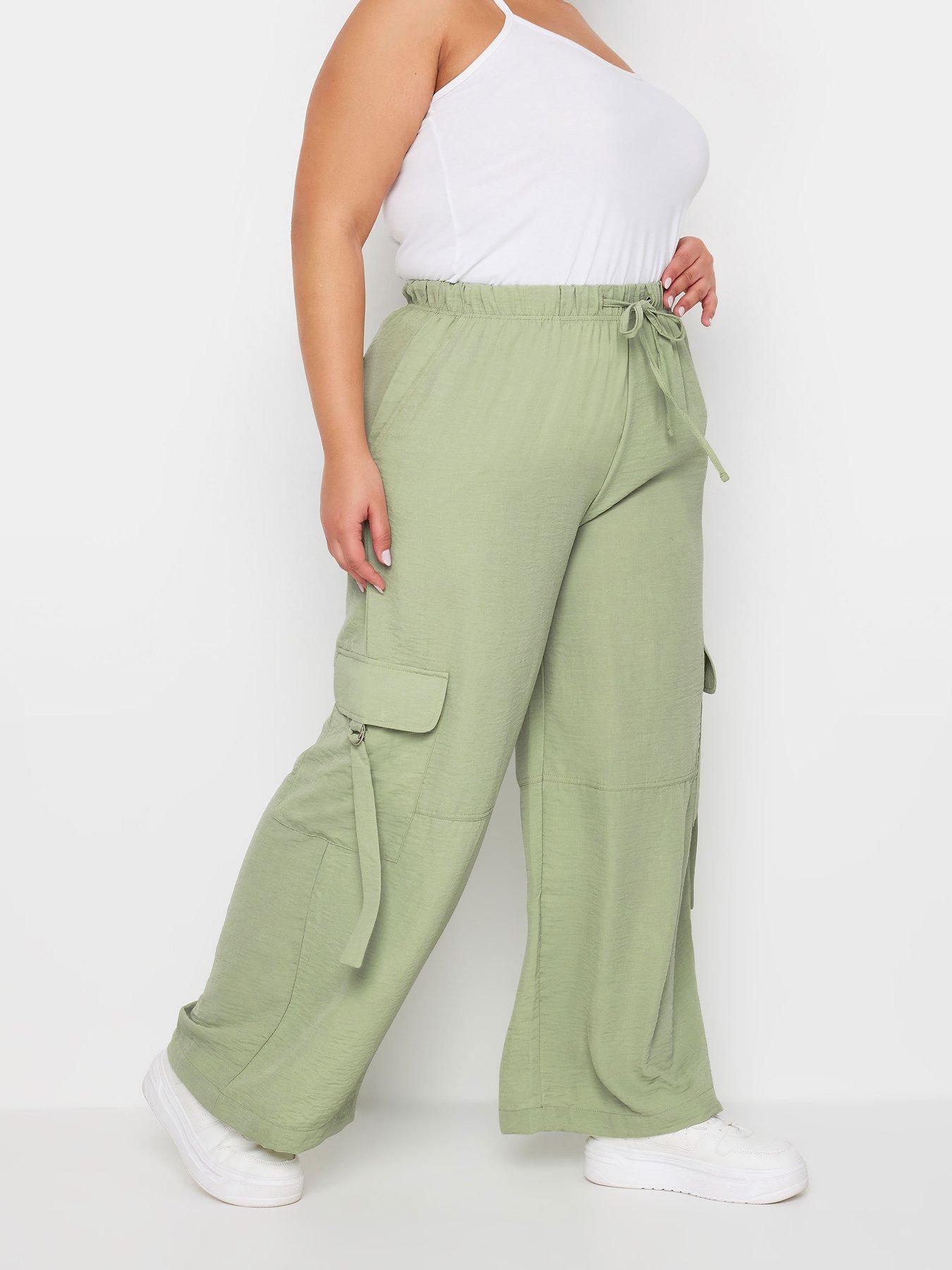 Yours Curve Washed Twill D Ring Wide Leg Trouser Sage | Very