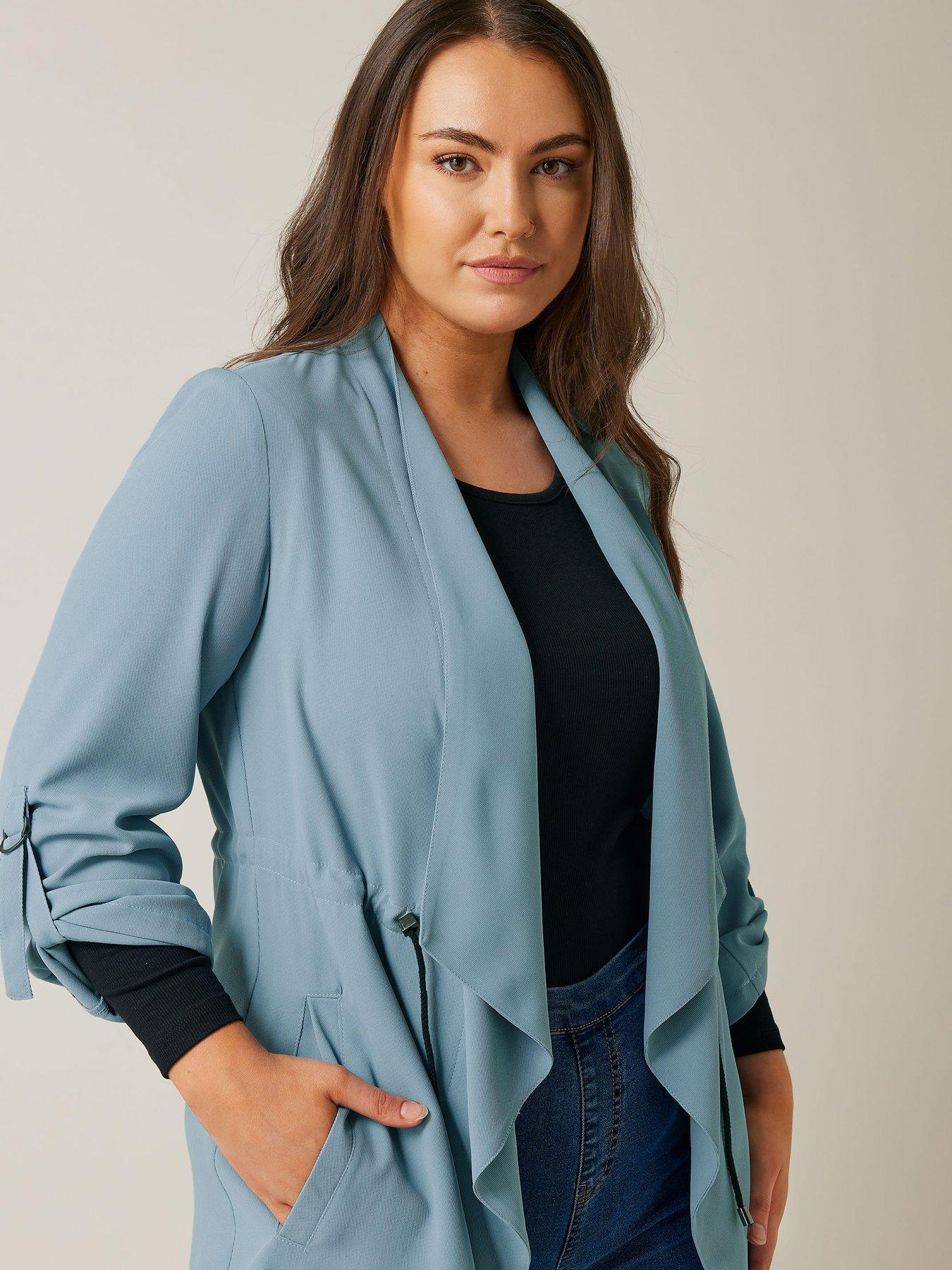 Evans Waist String Waterfall Jacket - Blue | Very