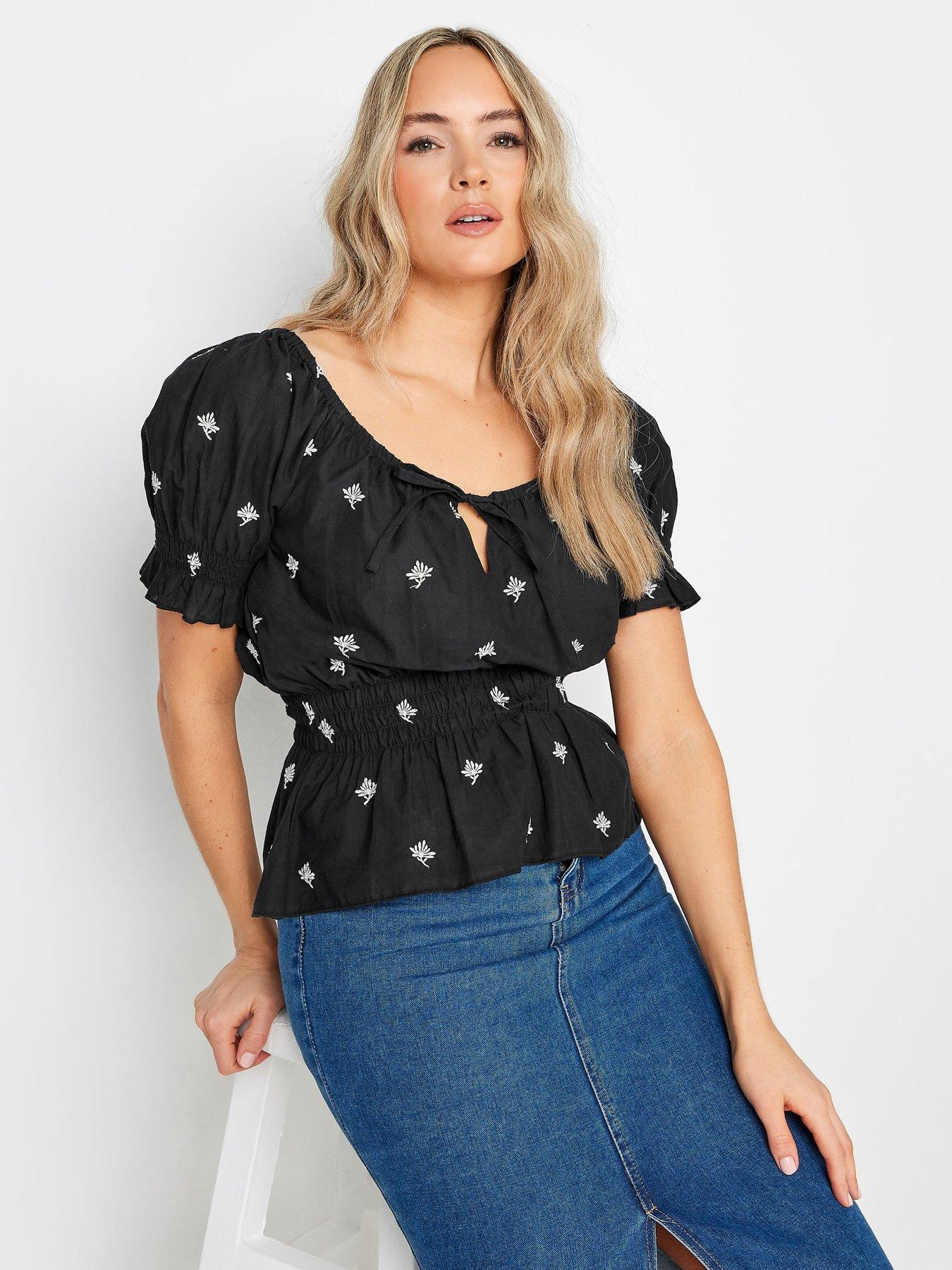 Long Tall Sally Tall Embroidered Gypsy Top - Black | Very