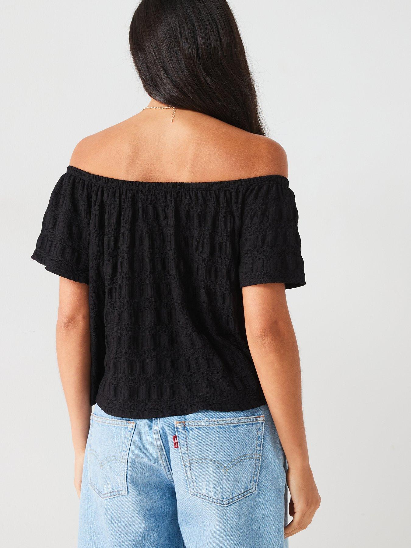 V by Very Bardot Textured Top - Black | Very