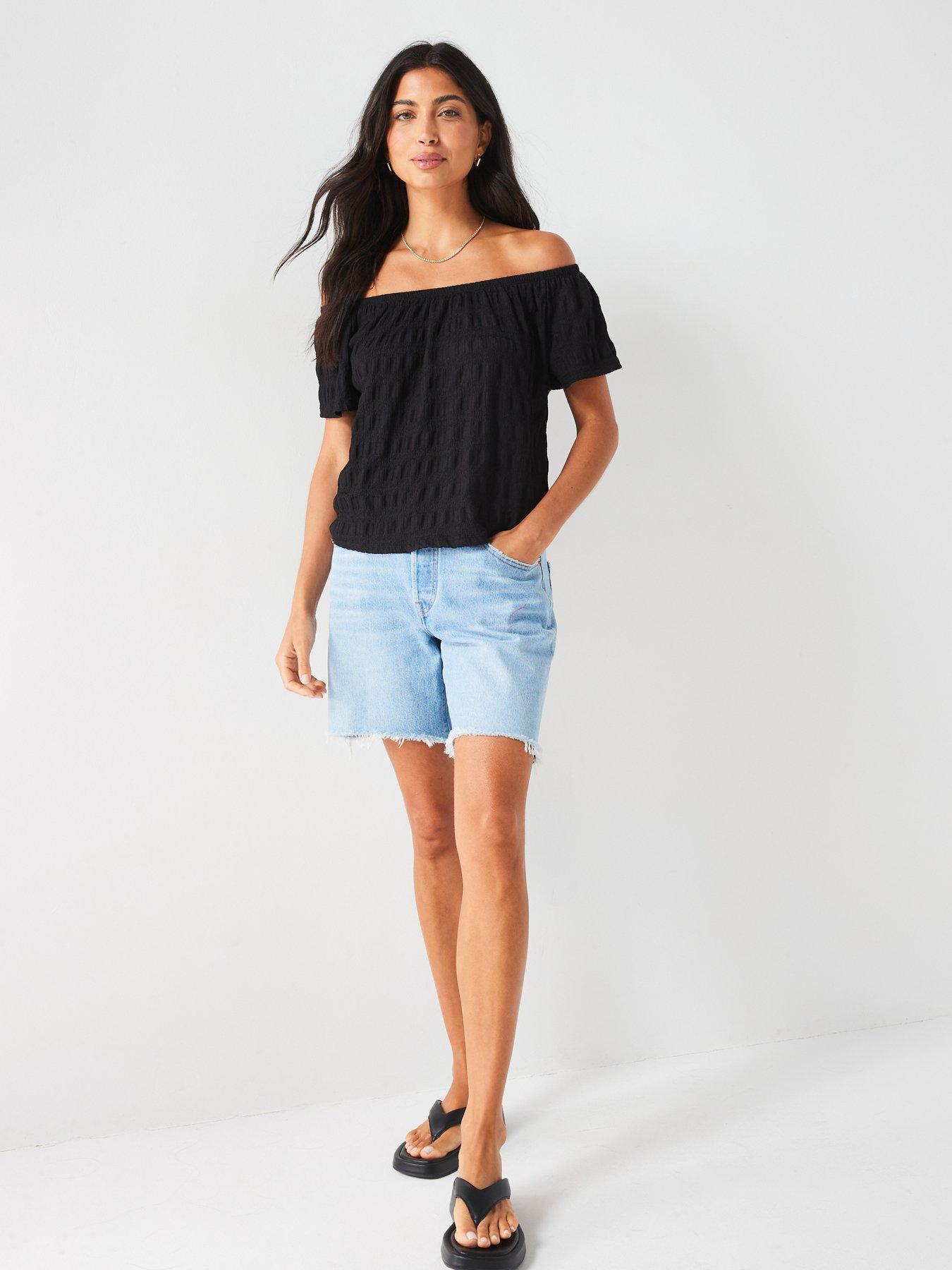V by Very Bardot Textured Top - Black | Very
