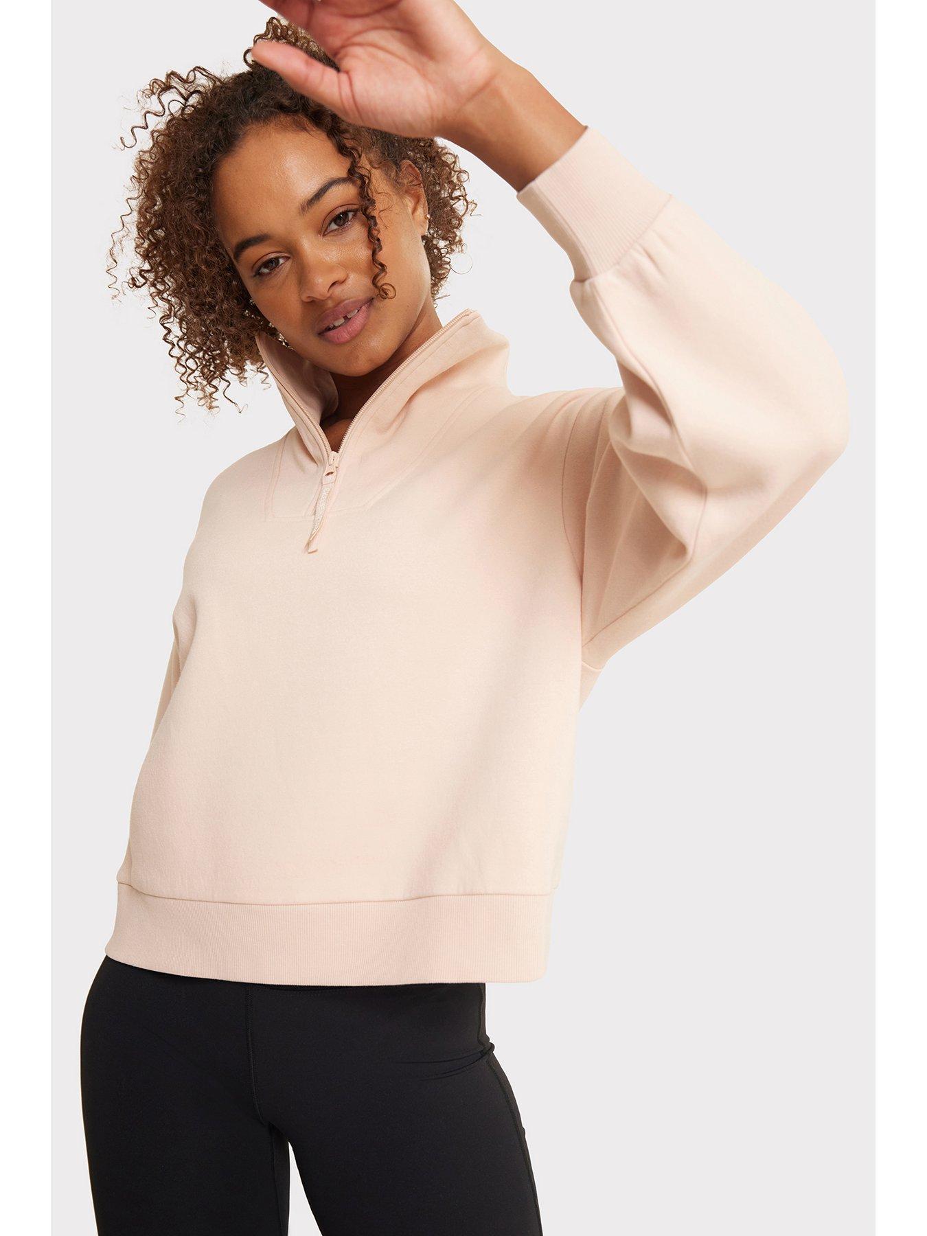 CHELSEA PEERS Pastel Pink Quarter-Zip Sweatshirt - Camel | Very.co.uk