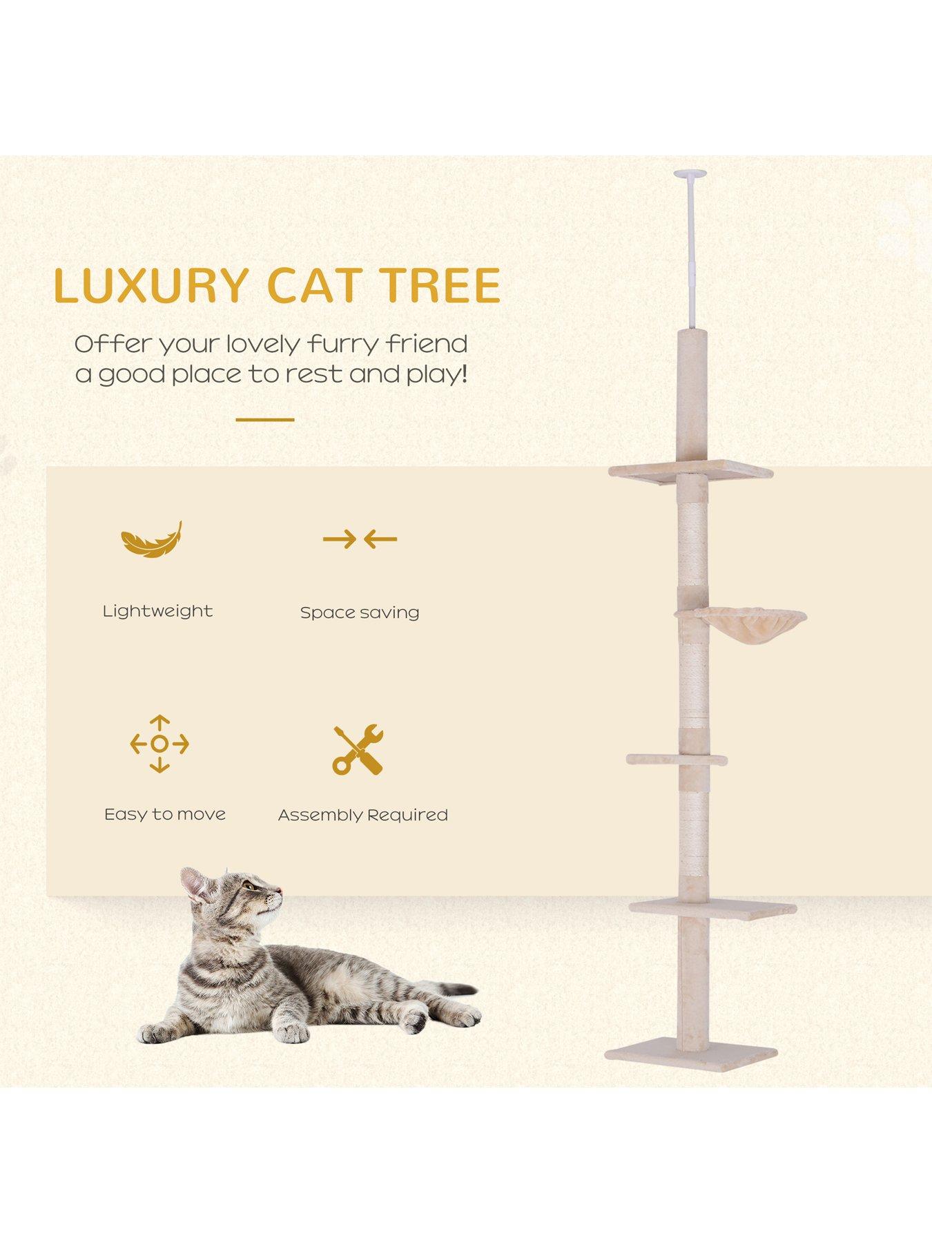 Pawhut Floor To Ceiling Cat Tree 5 Tier Kitty Tower Scratching Post