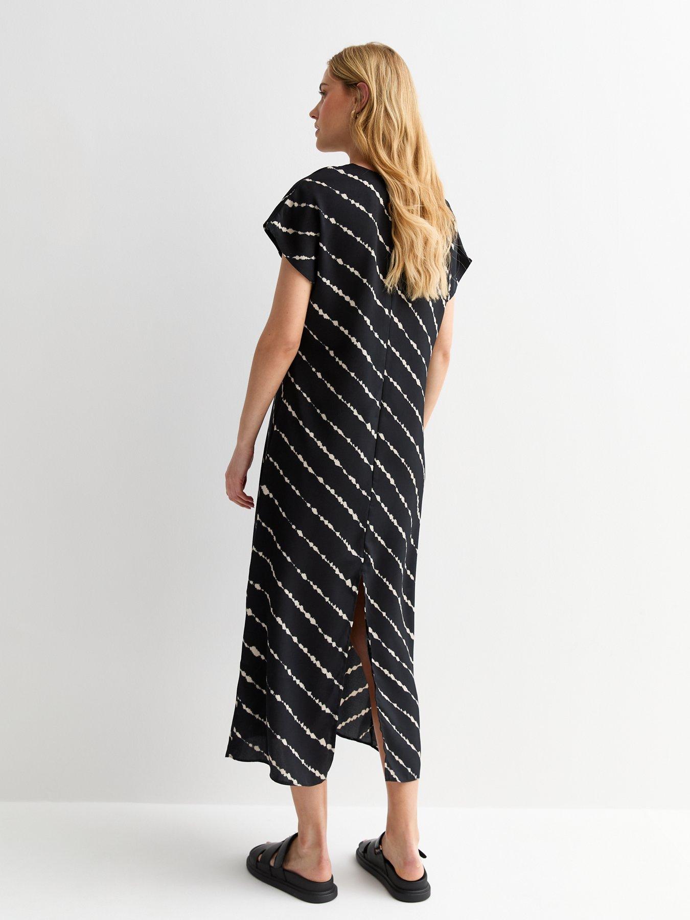 New Look Diagonal Stripe Midi Dress - Black | Very