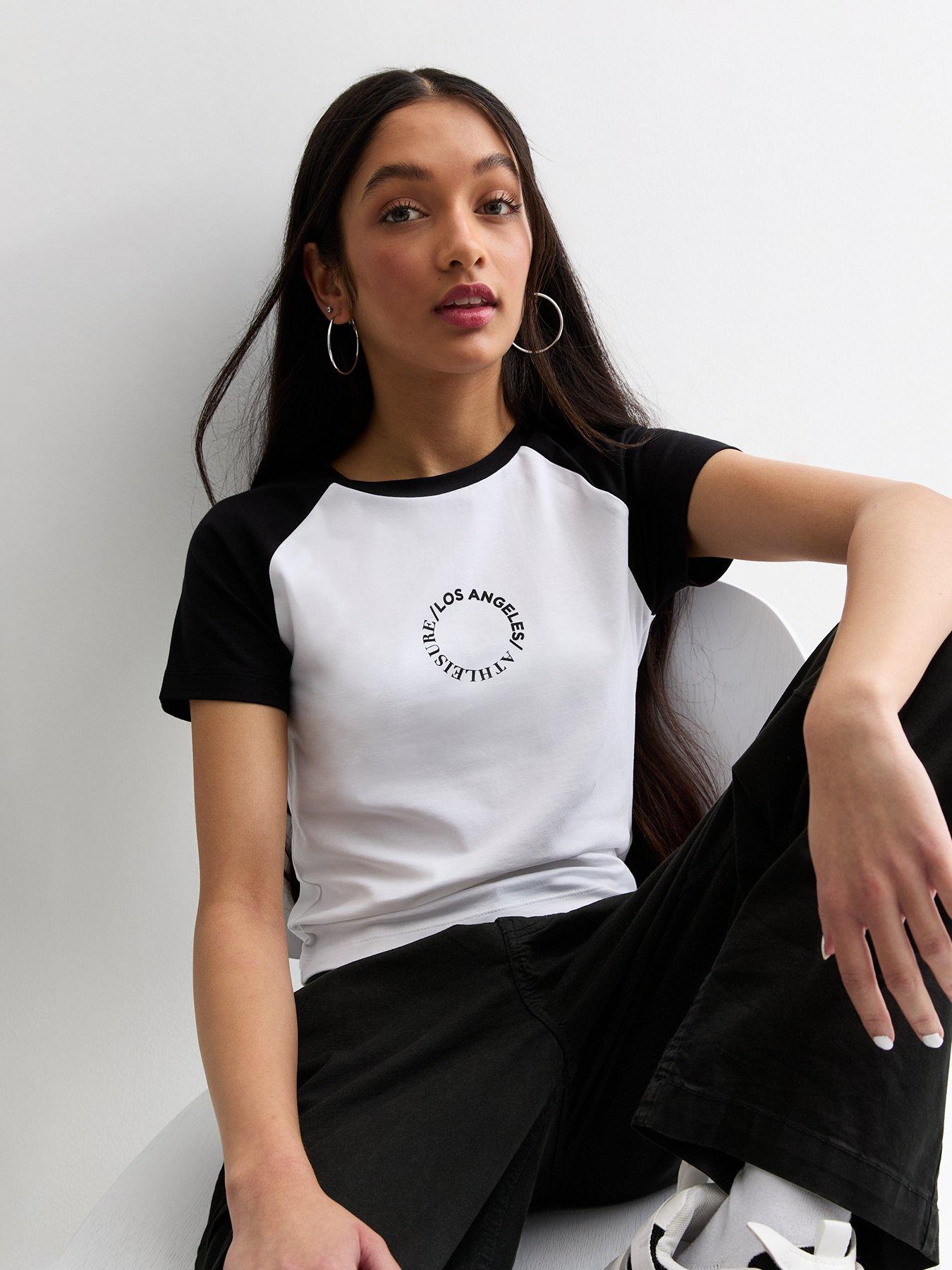 New Look 915 Girls Black Los Angeles Logo Raglan T-shirt | very.co.uk