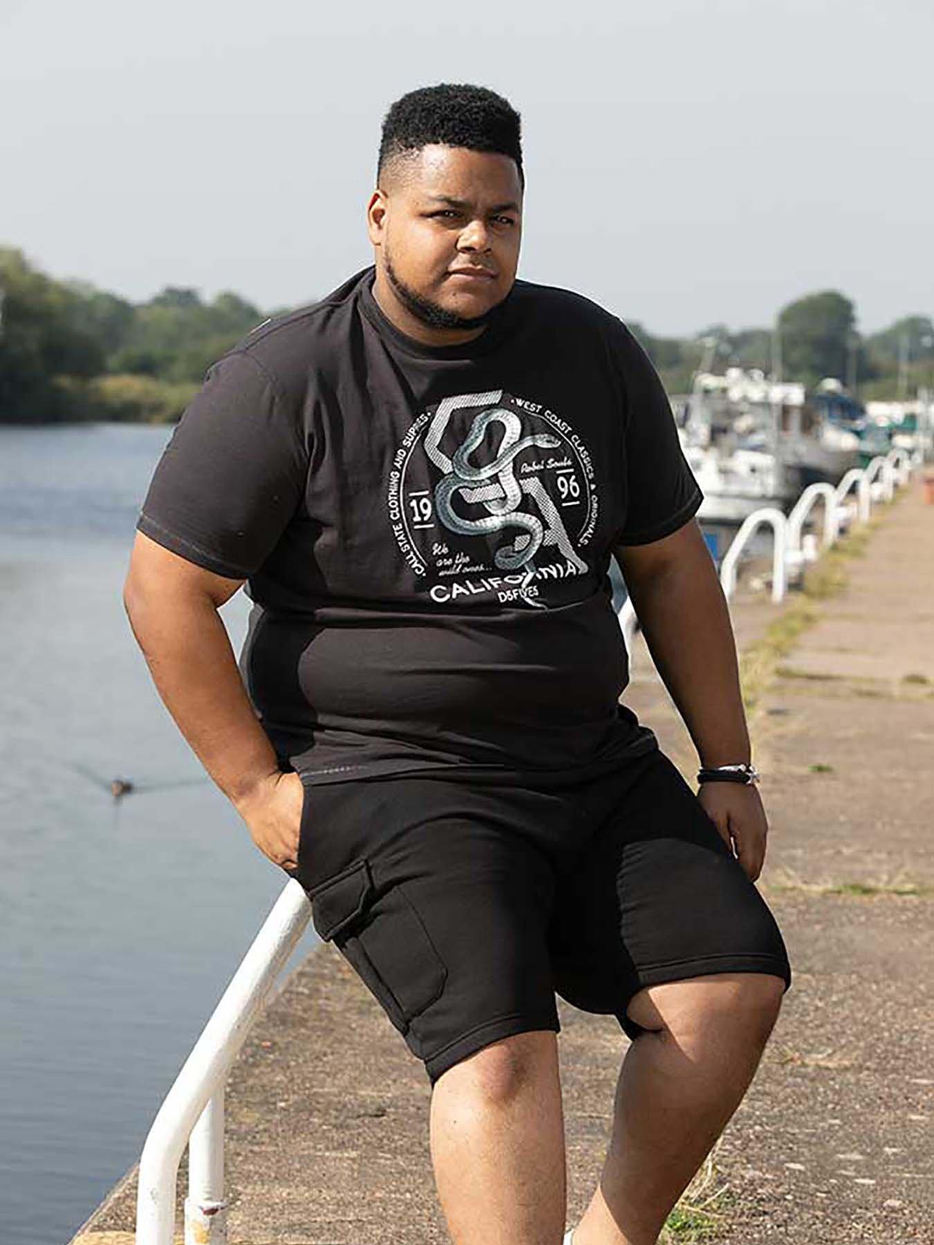 D555 Cortex Snake Printed T-shirt - Washed Black | Very