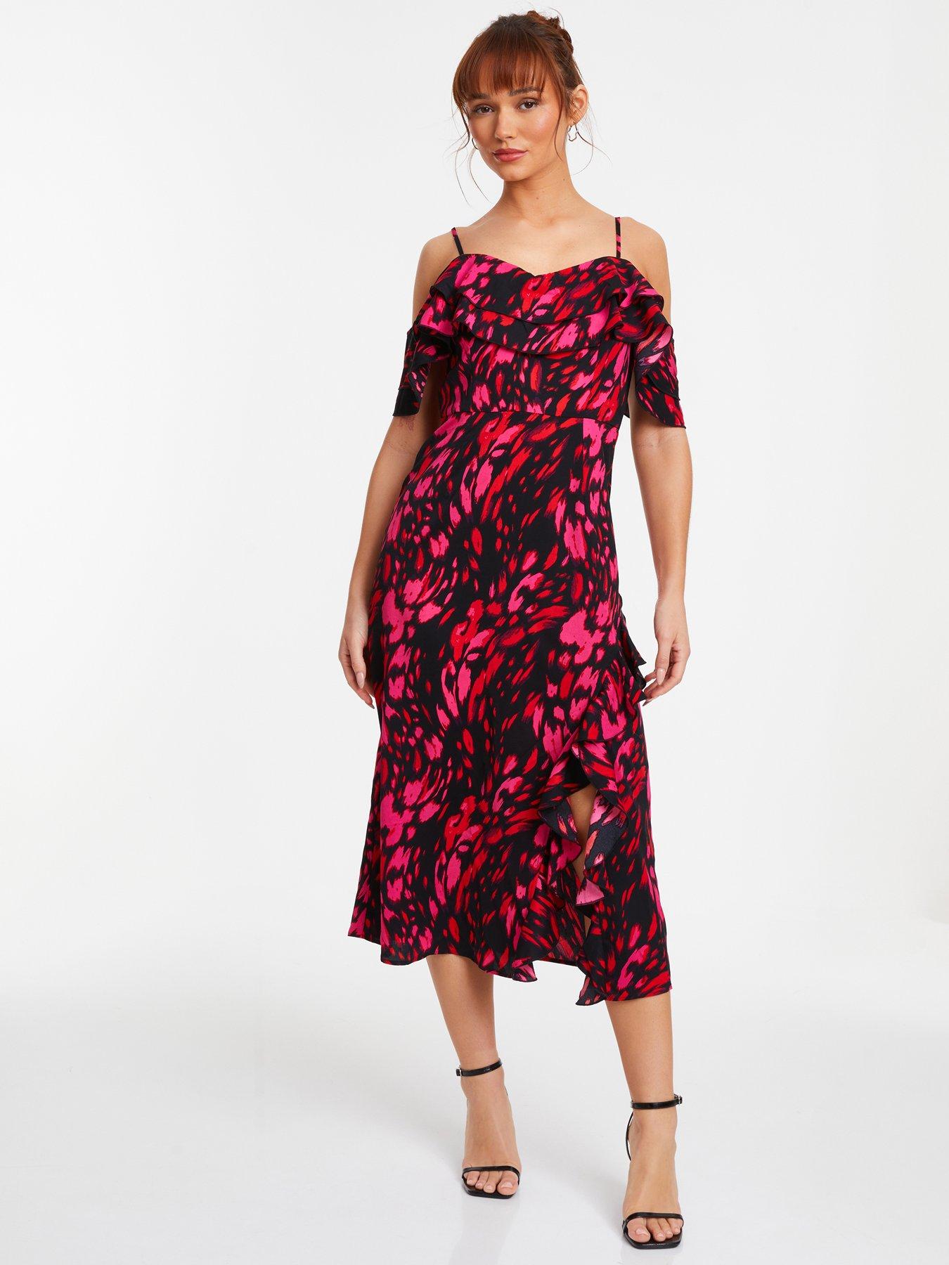 Quiz Pink Animal Print Drop Shoulder Midi Dress | Very