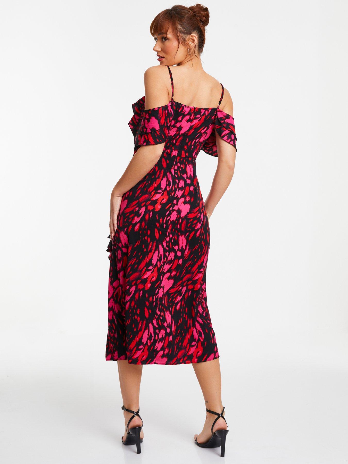 Quiz Pink Animal Print Drop Shoulder Midi Dress | Very