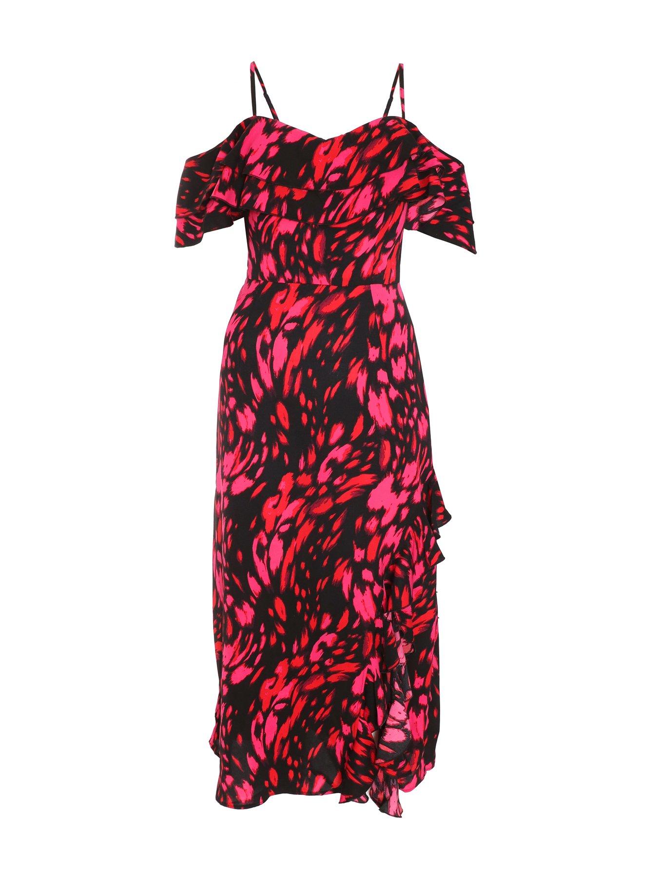 Quiz Pink Animal Print Drop Shoulder Midi Dress | Very