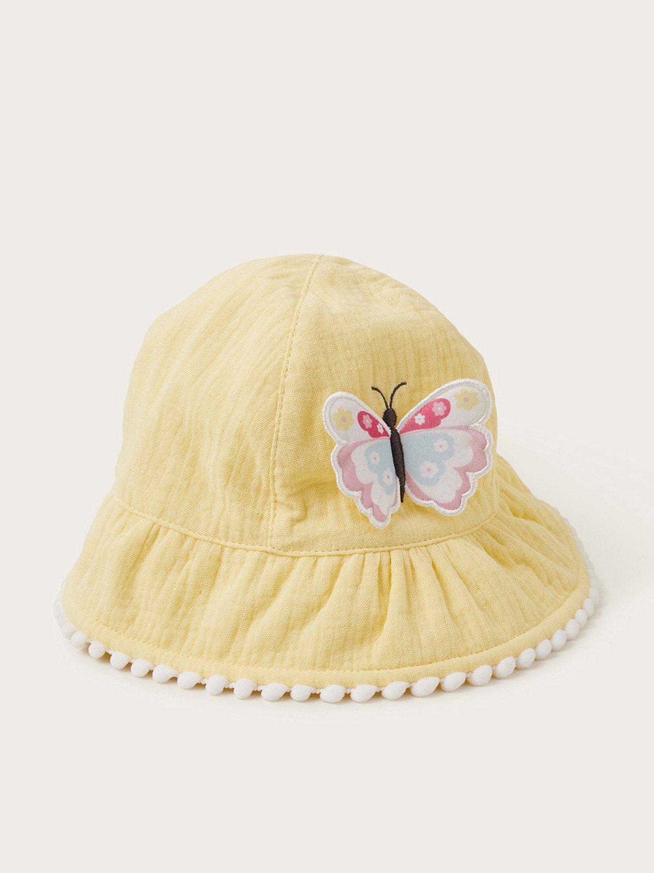 Monsoon Baby Girls Butterfly Bucket Hat - Lemon | very.co.uk