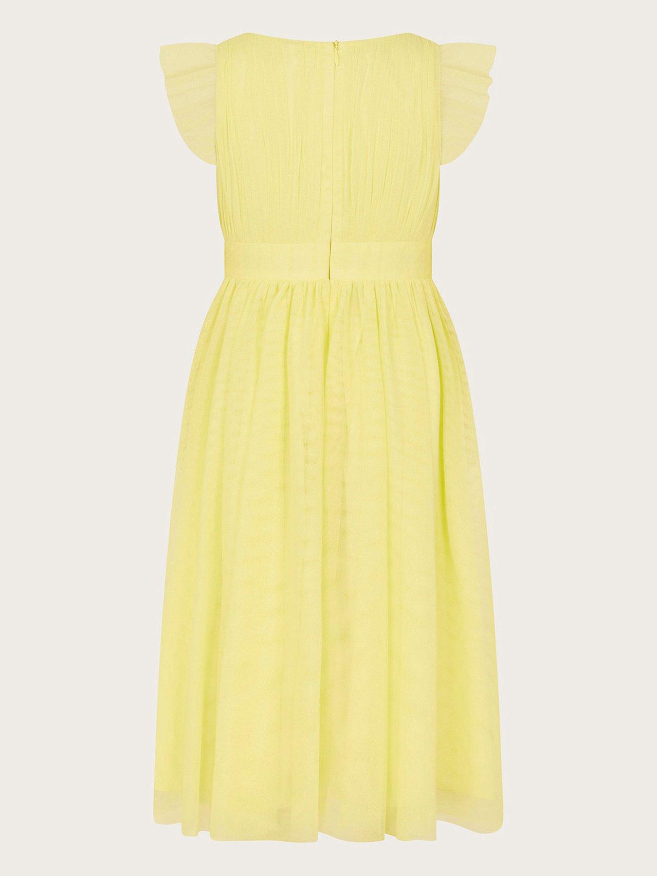 Monsoon Girls Penelope Belt Dress - Lemon | Very.co.uk