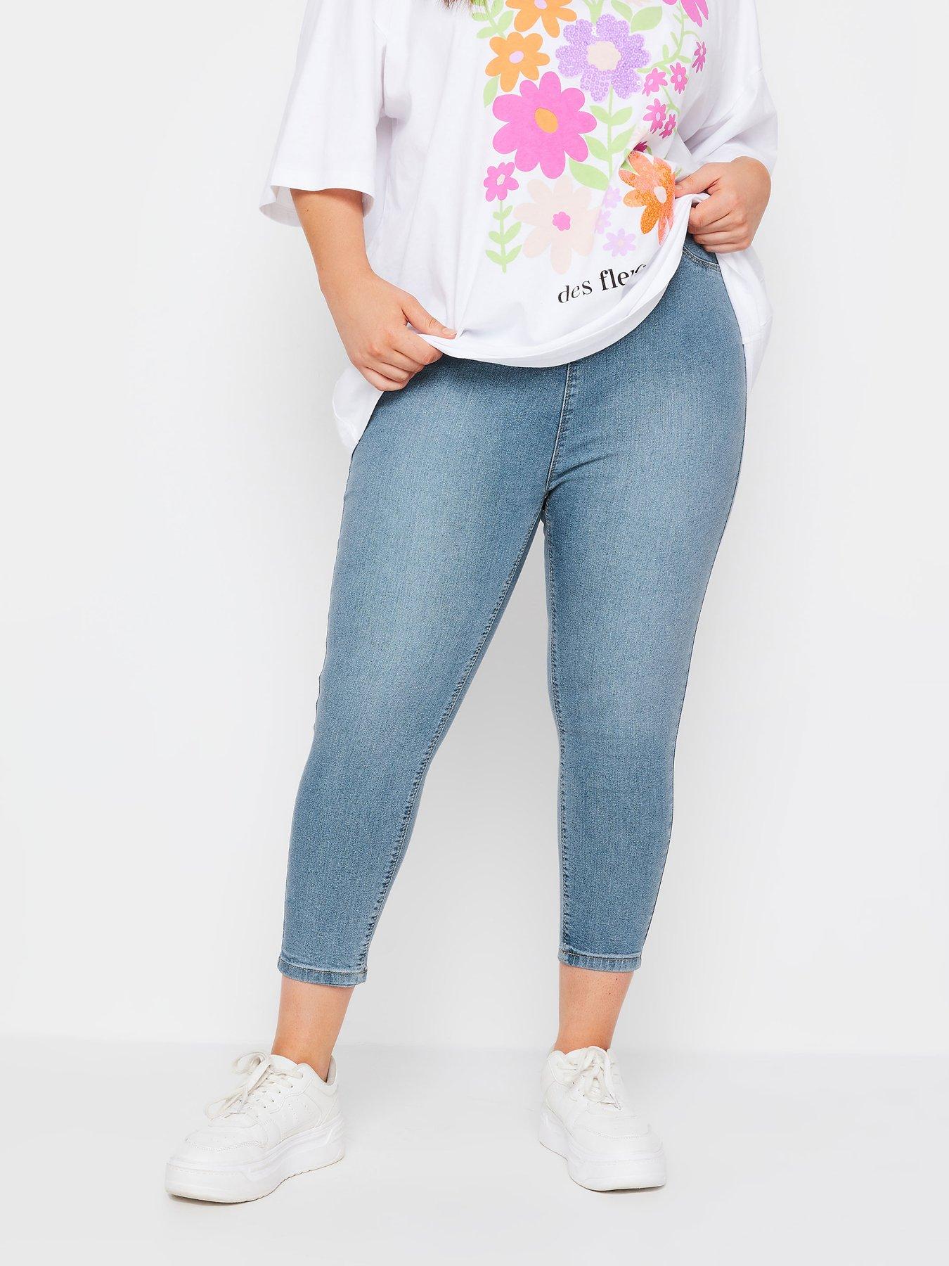 Yours Curve Jenny Crop Jeggings - Light Blue | Very