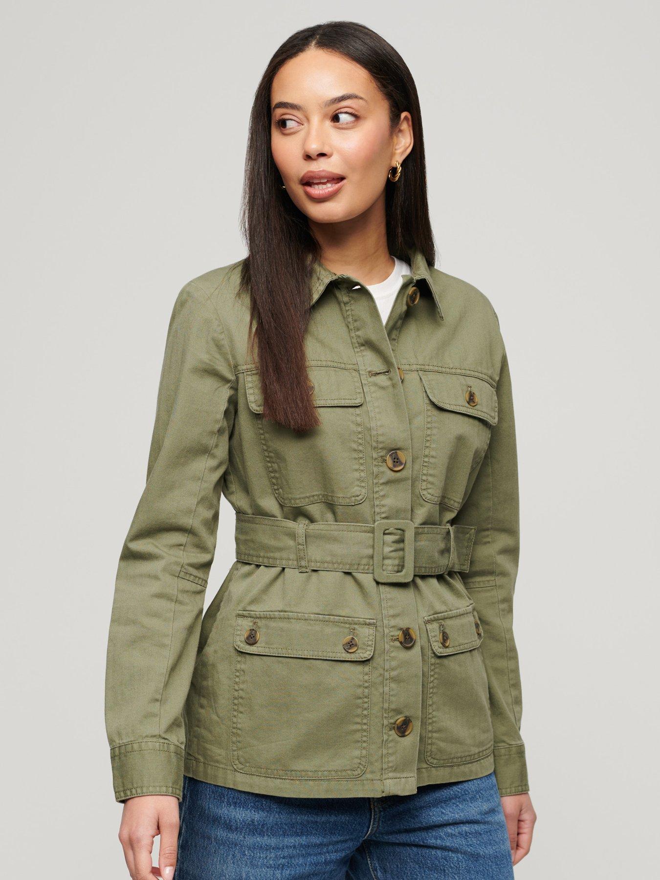 Superdry Cotton Belted Safari Jacket - Green | Very.co.uk