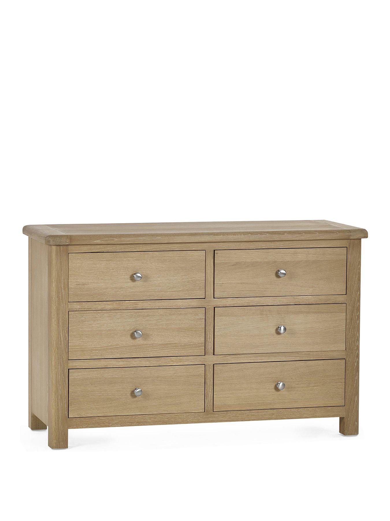 Julian Bowen Memphis Limed Oak 6 Drawer Wide Chest | Very