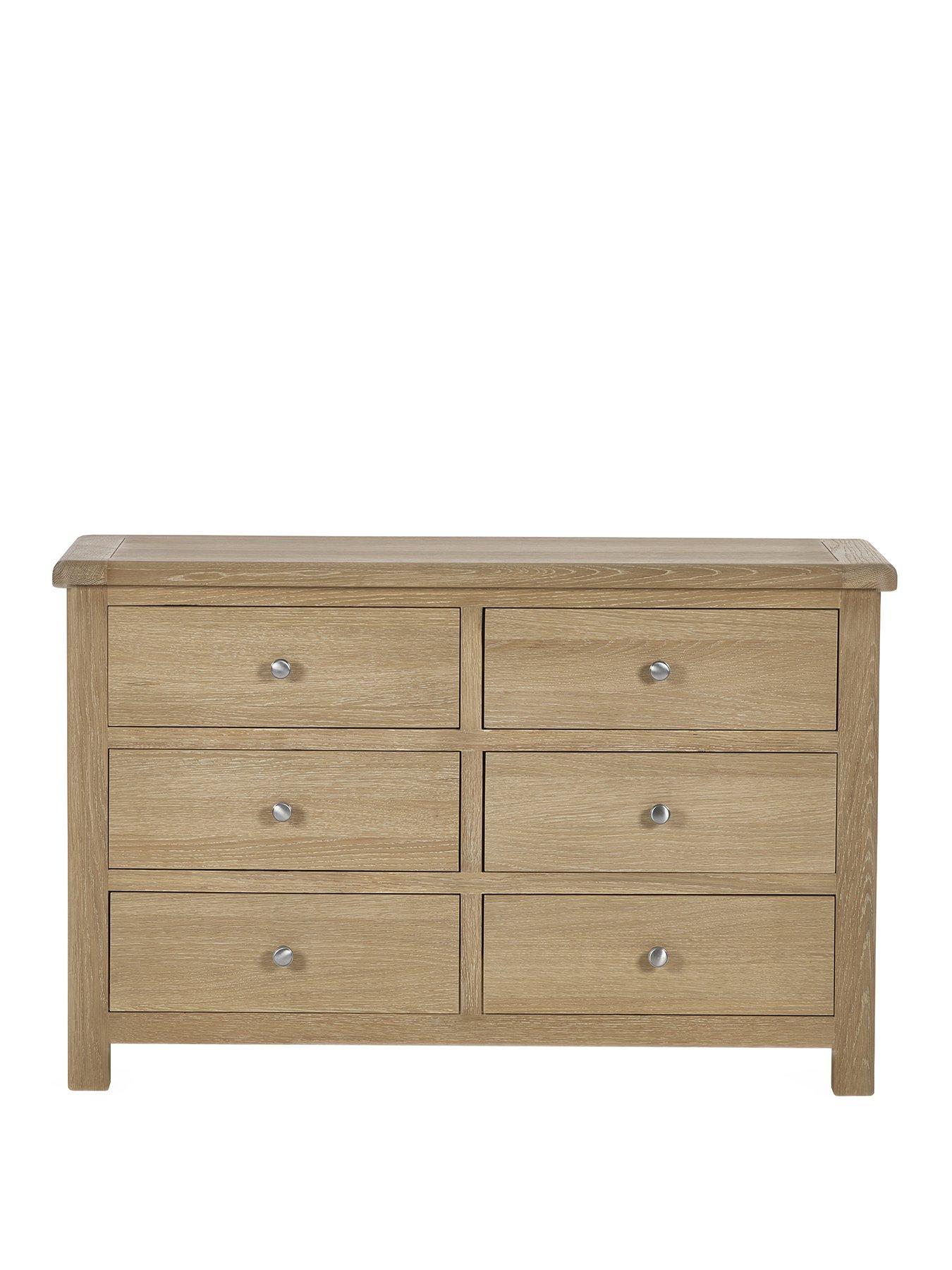Julian Bowen Memphis Limed Oak 6 Drawer Wide Chest | Very