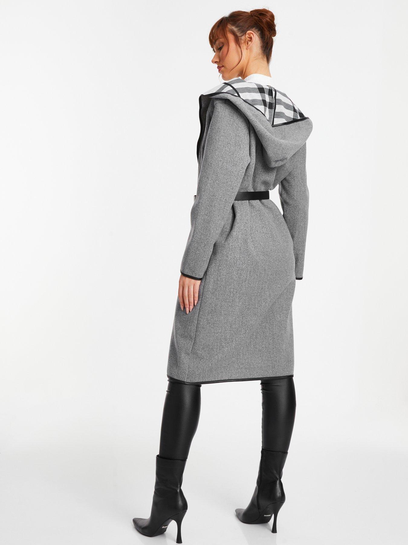Quiz Grey Check Print Belted Coat | Very
