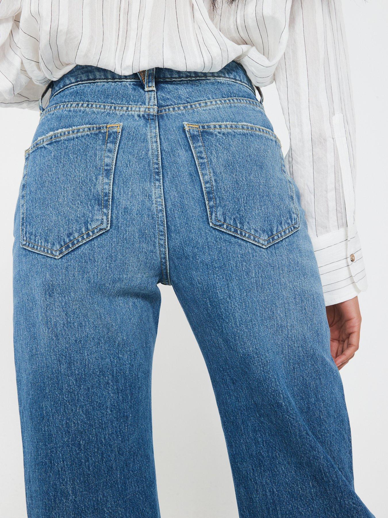 V by Very High Waist Wide Leg Authentic Jeans - Midi Wash | Very