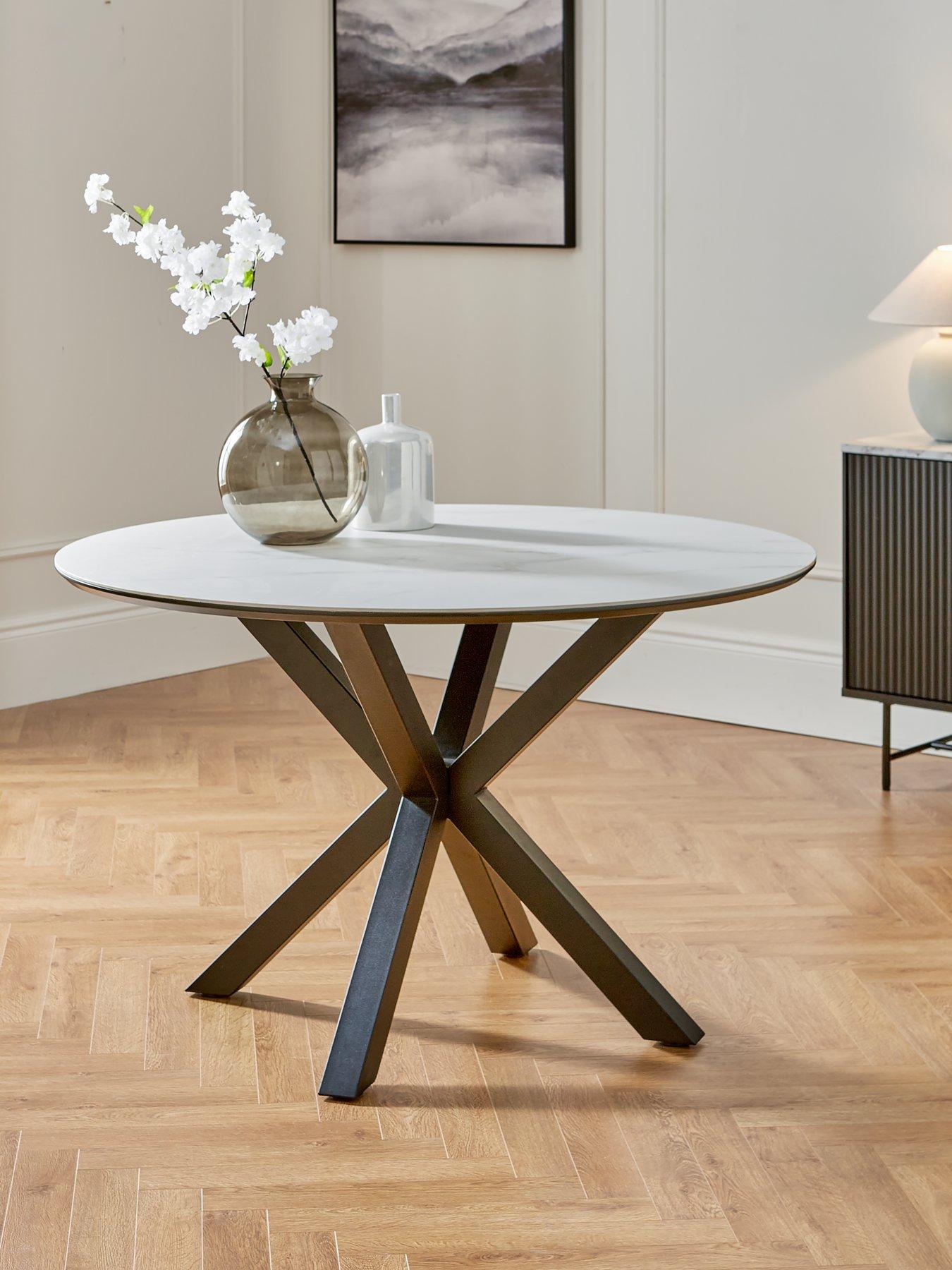 Very Home Arabella 120 cm Ceramic Round Dining Table - Black/White ...