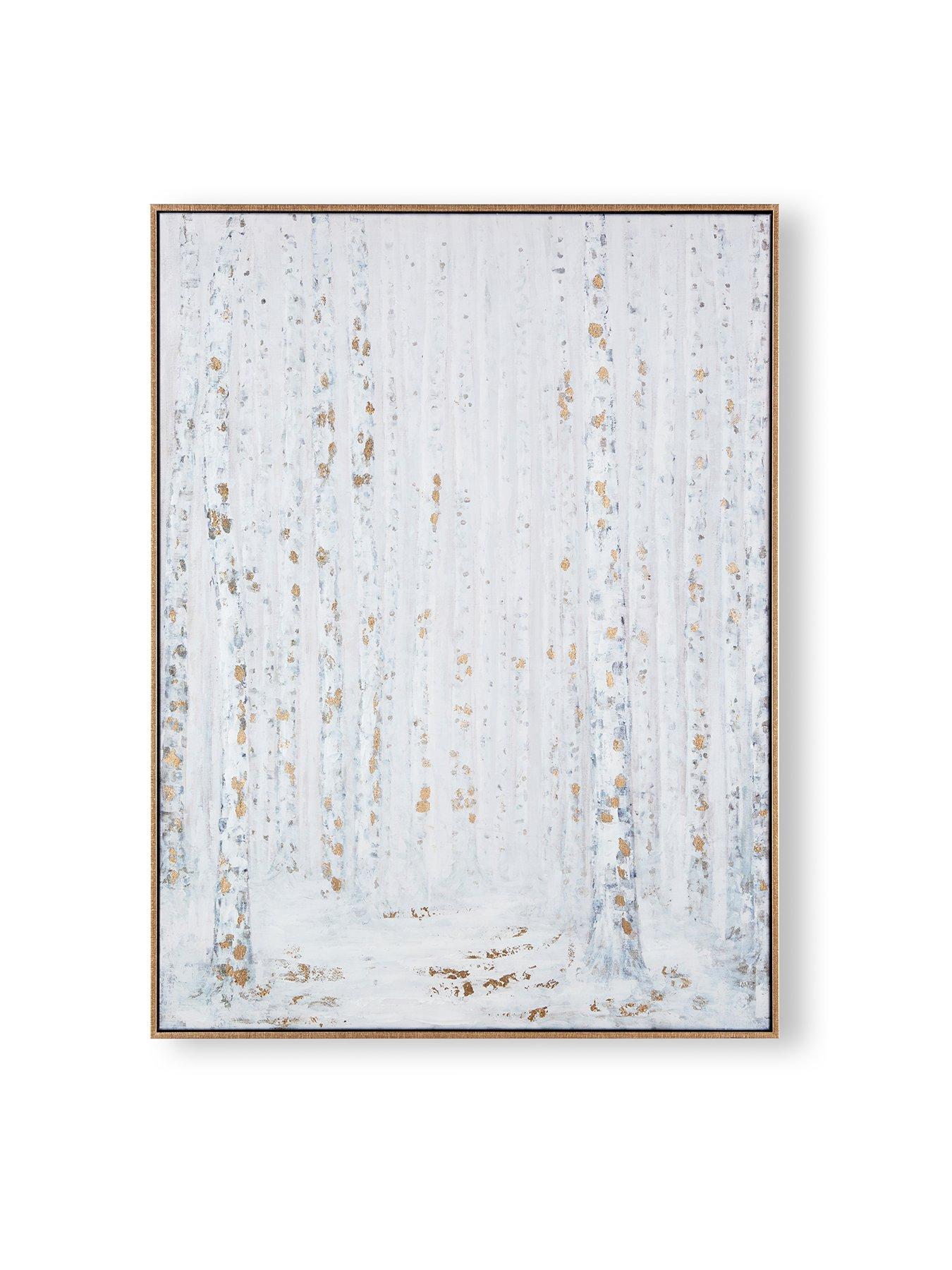 Art For The Home Beautiful Birch Trees Framed Canvas With Handpaint ...