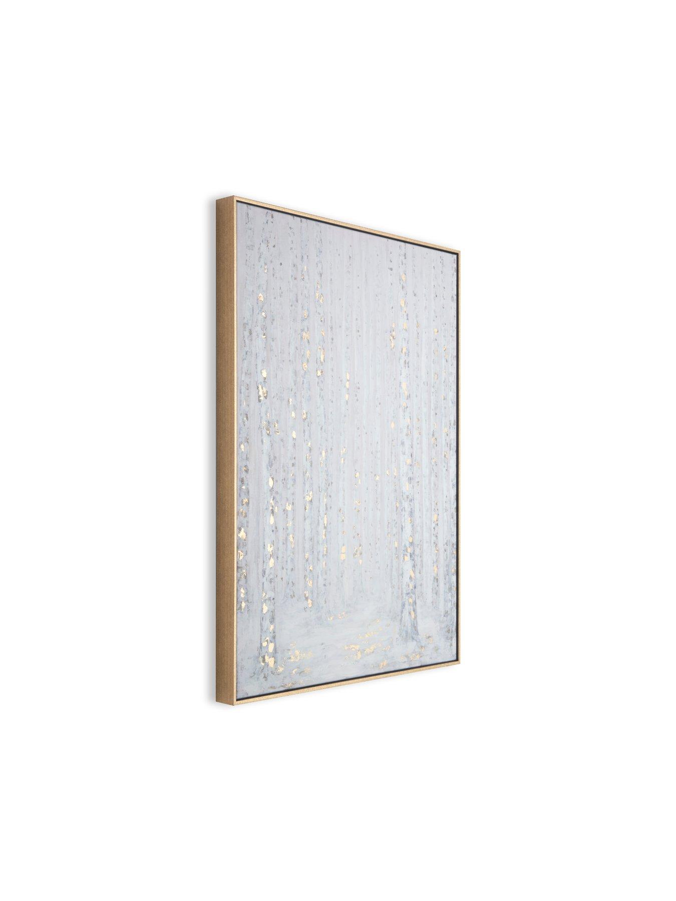 Art For The Home Beautiful Birch Trees Framed Canvas With Handpaint ...