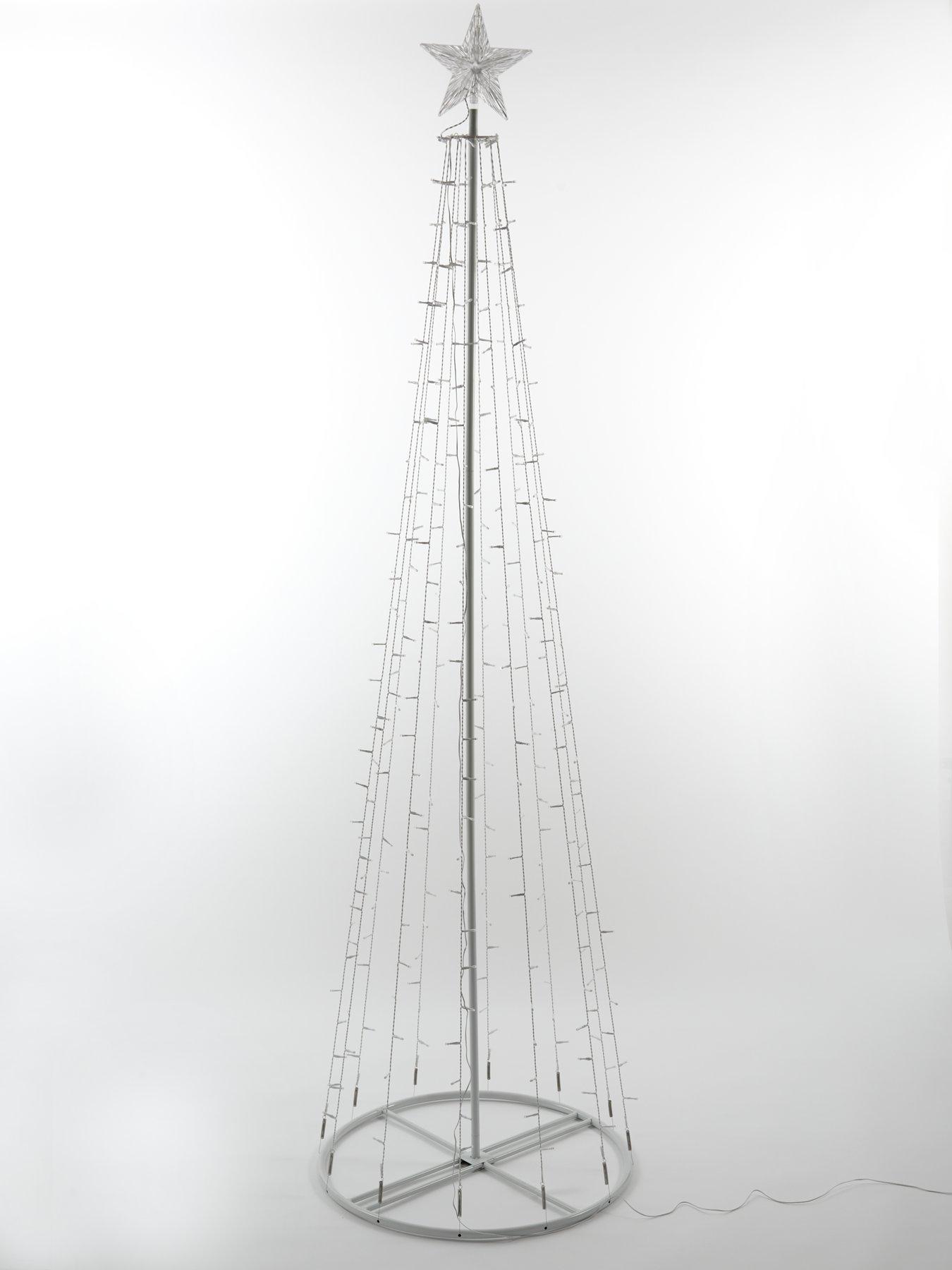 Very Home 2.4m LED Metal Cone Outdoor Christmas Tree with Star Topper ...