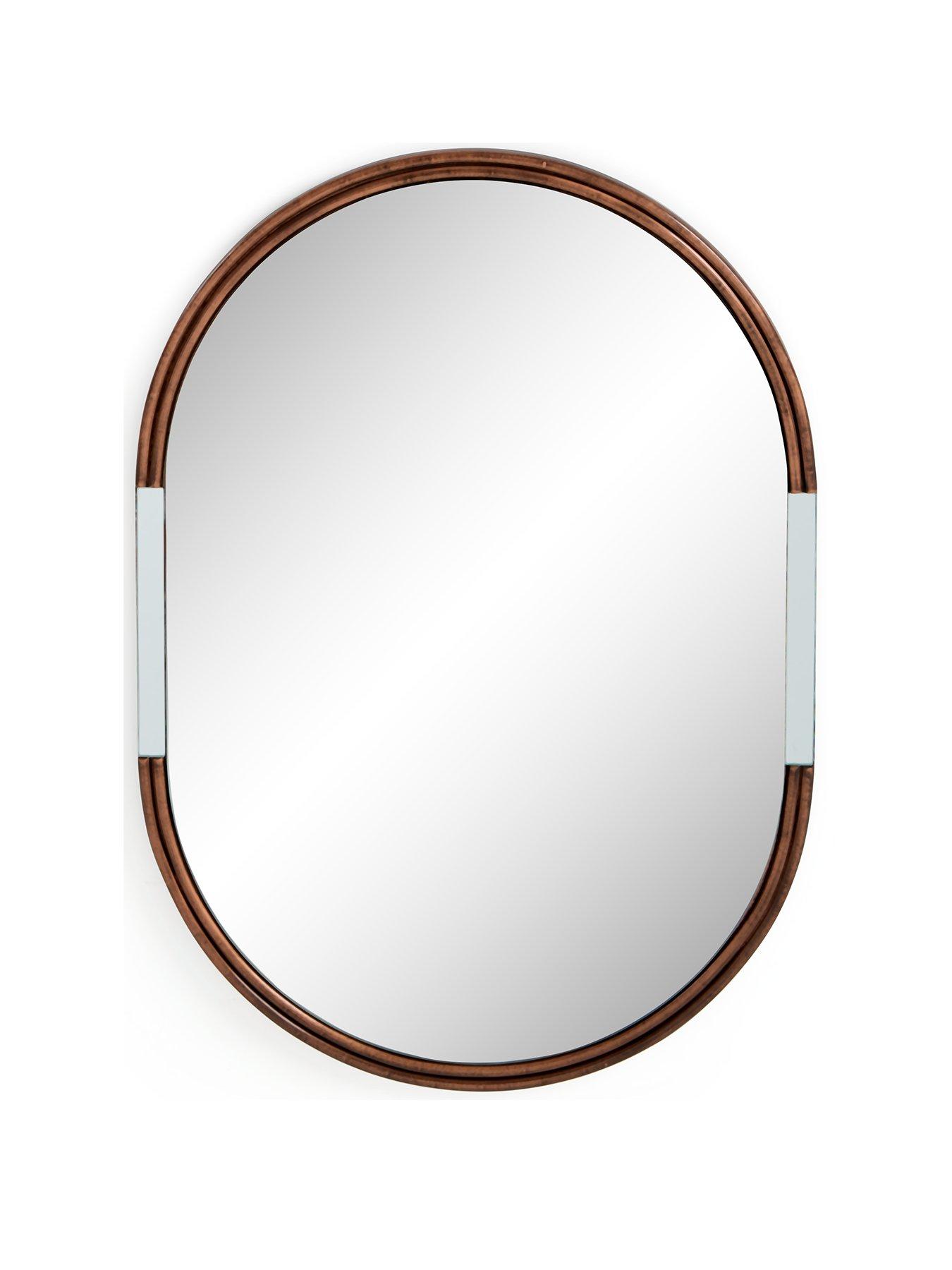 The Very Collection Wooden/Chrome Oval Mirror 70x50cm | Very