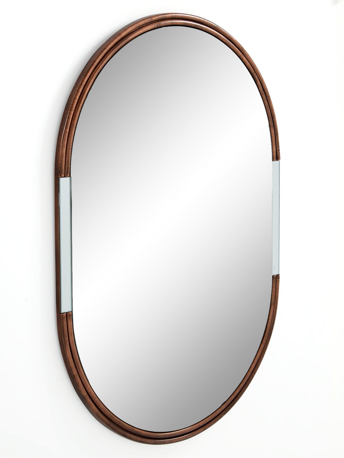 Very Home Wooden/Chrome Oval Mirror 70x50cm | Very