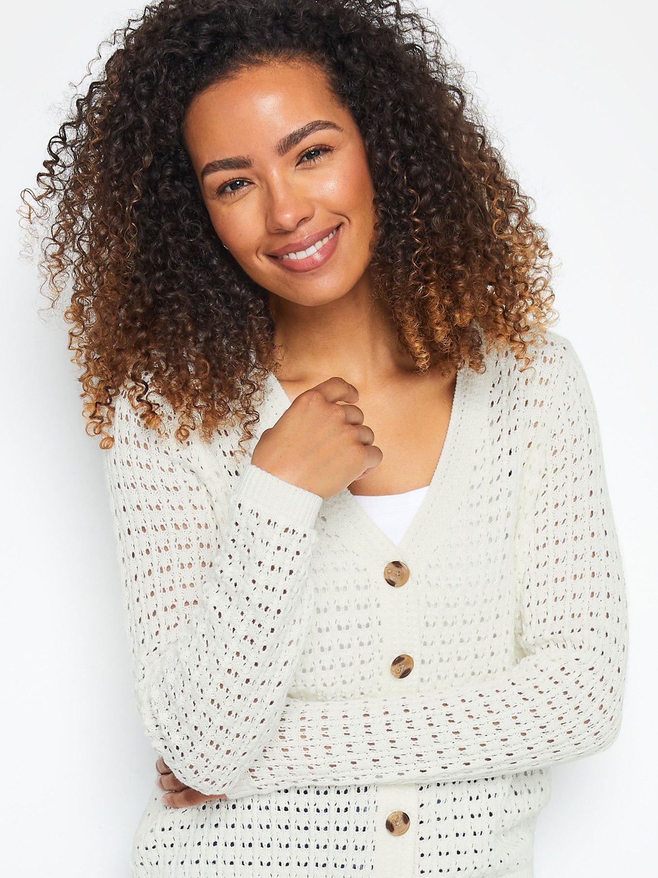 M&Co Ivory Button Crochet Cardigan | Very