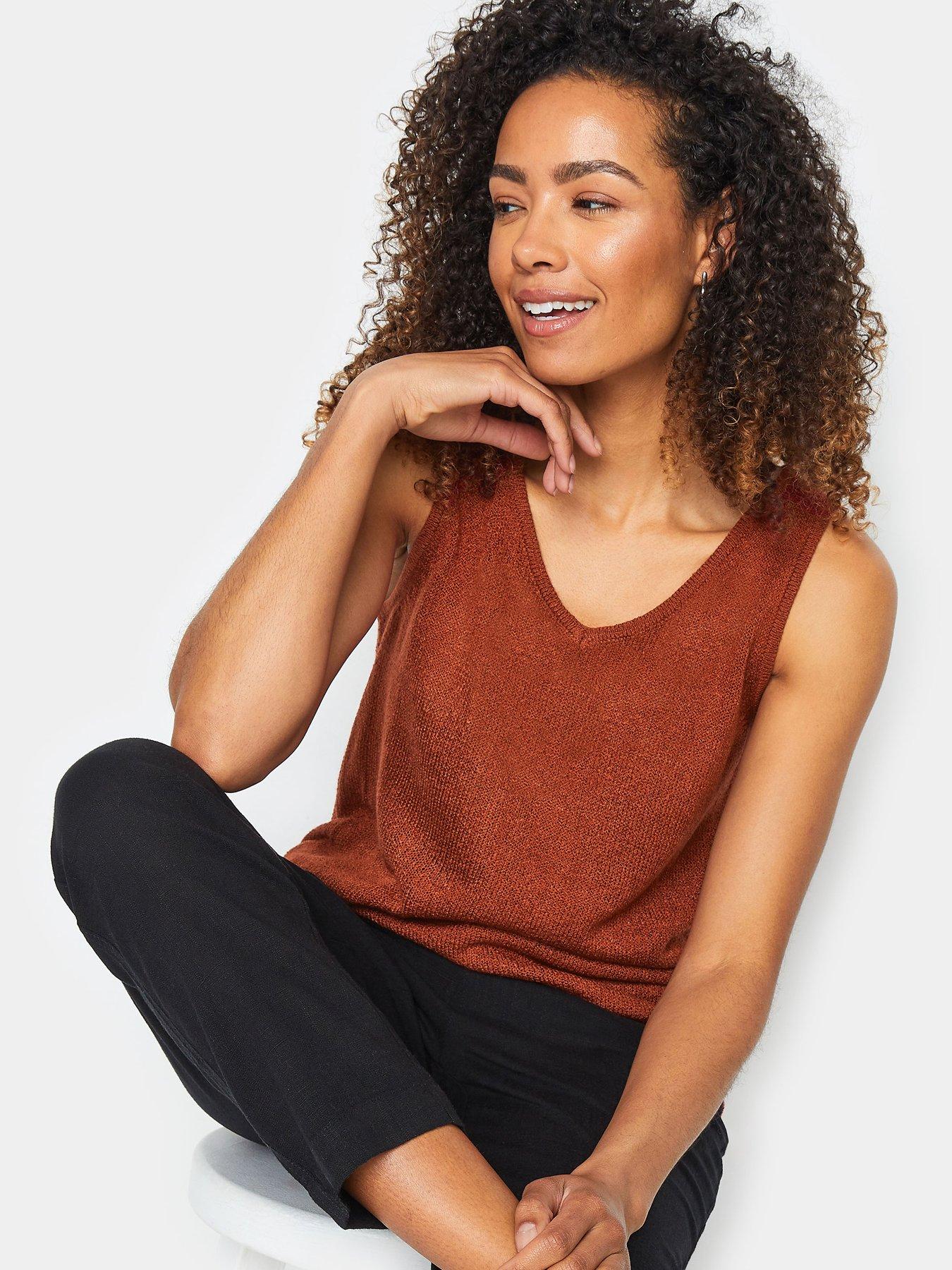 M&Co Rust V Neck Knitted Vest Top | Very