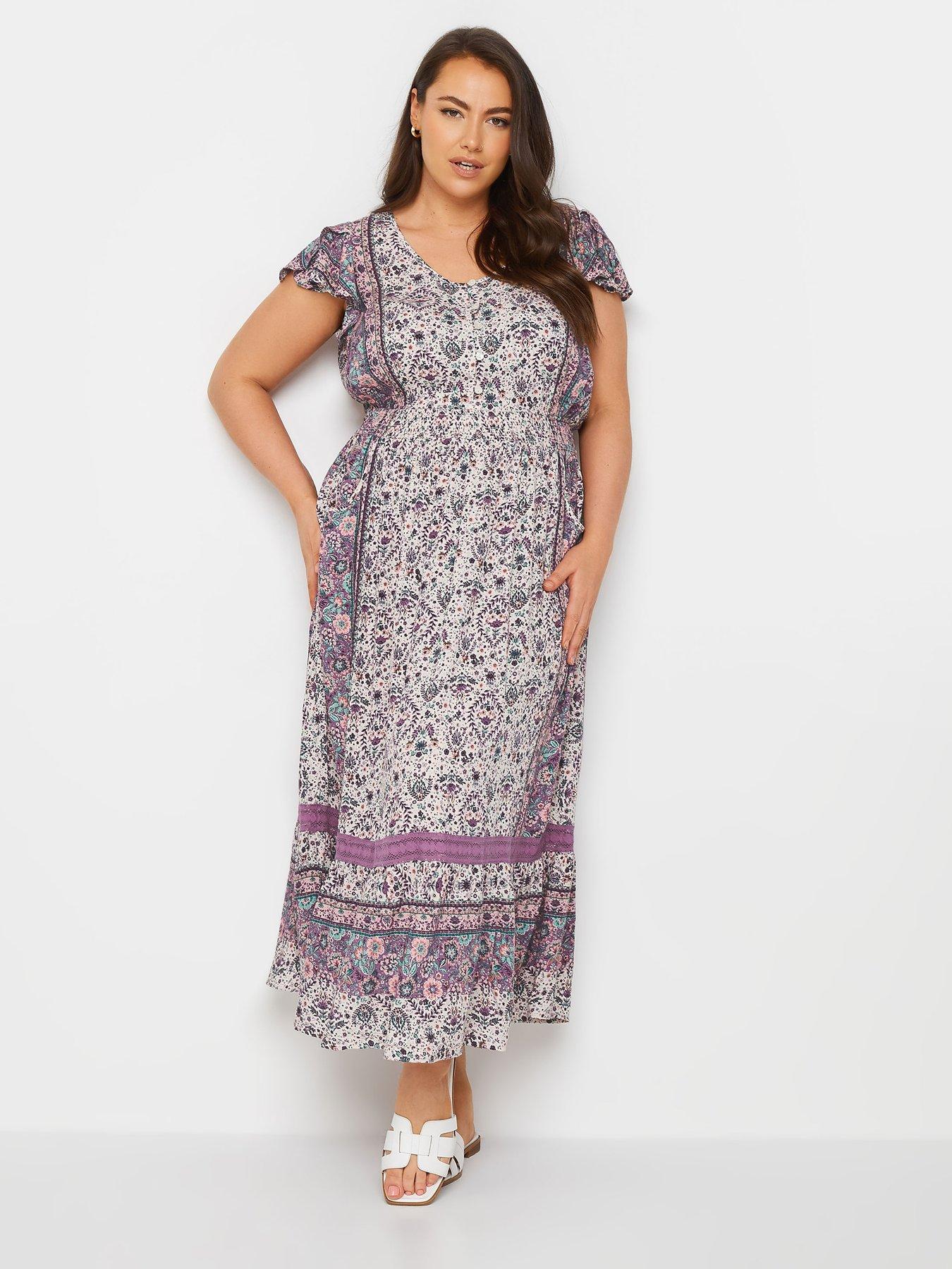 Yours Curve Gypsy Maxi Border Dress Pinks - Pink/Multi | Very